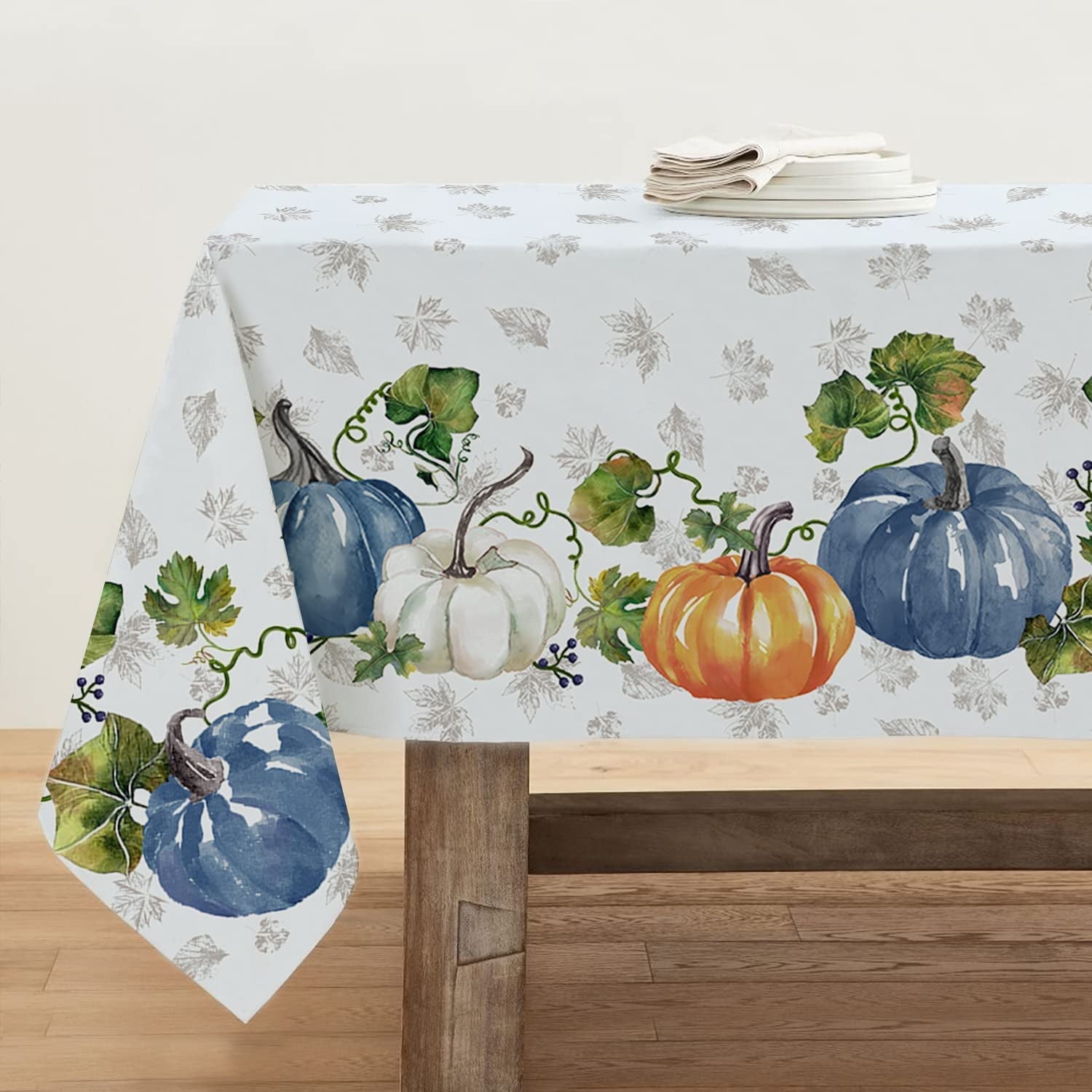 Thanksgiving Tablecloth, Autumn Pumpkins Vines Rectangle Table Cloth ...