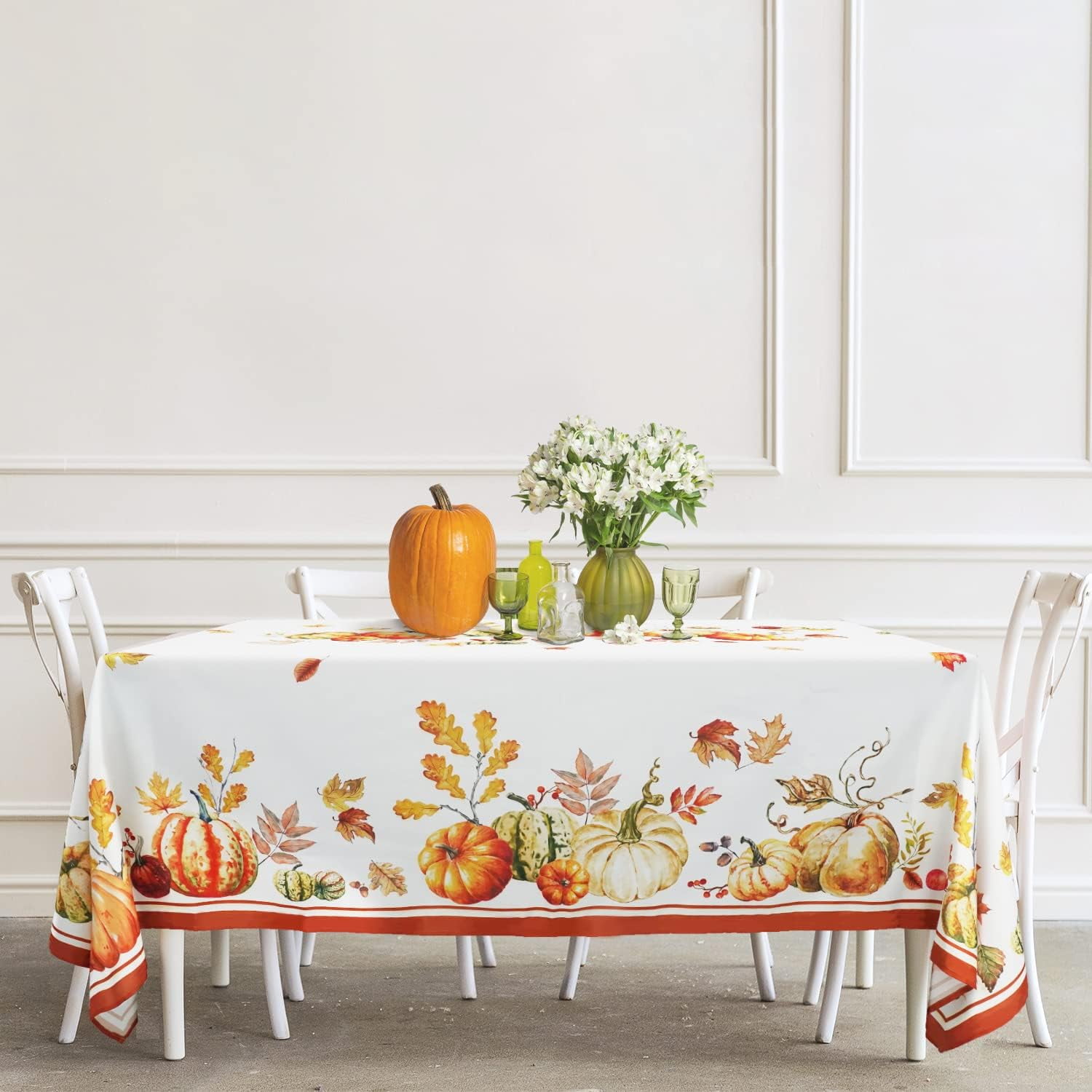 Thanksgiving Tablecloth, Fall Tablecloth With Pumpkin Leaves Autumn ...