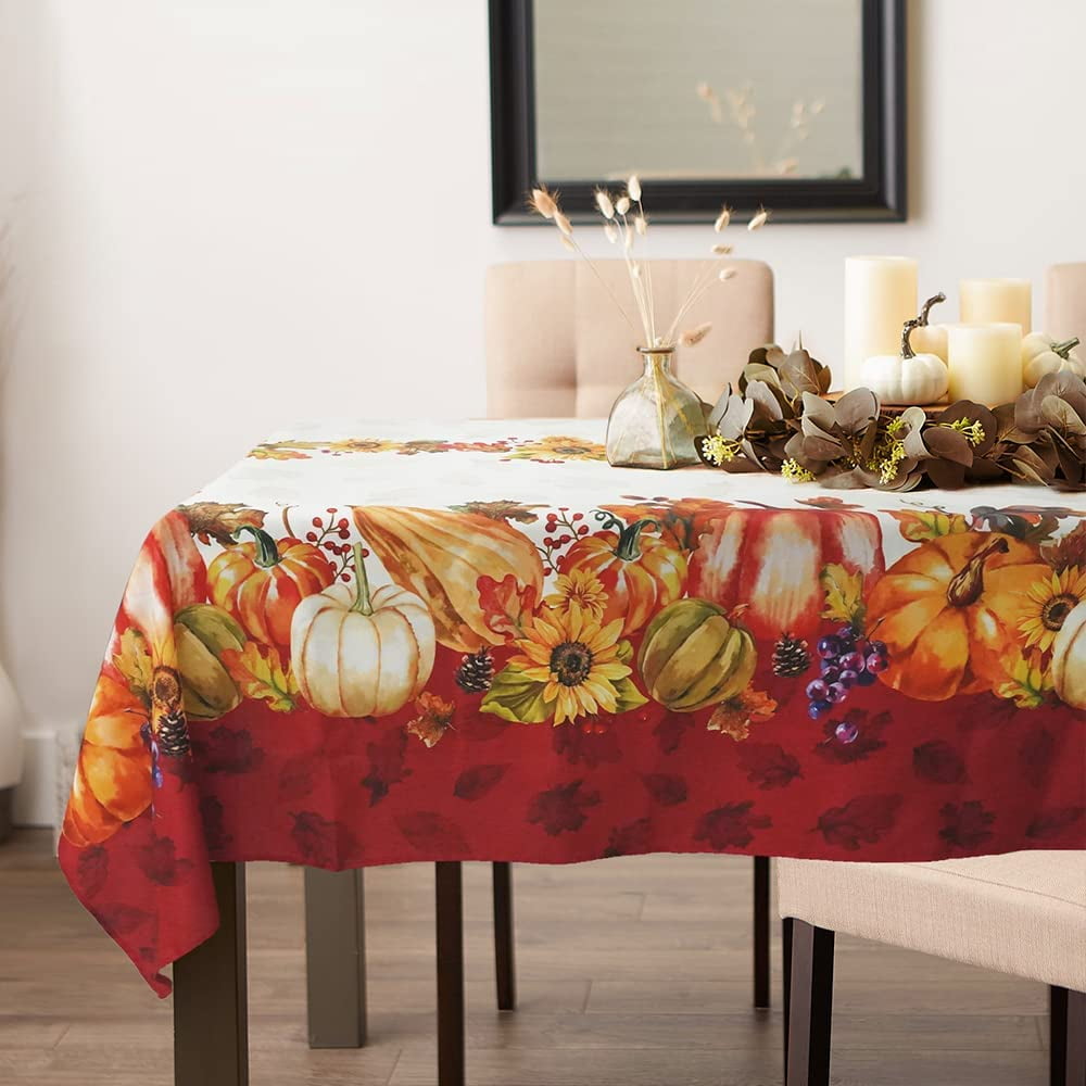 Thanksgiving Tablecloth, Fall Tablecloth with Fall Pumpkin Leaves ...