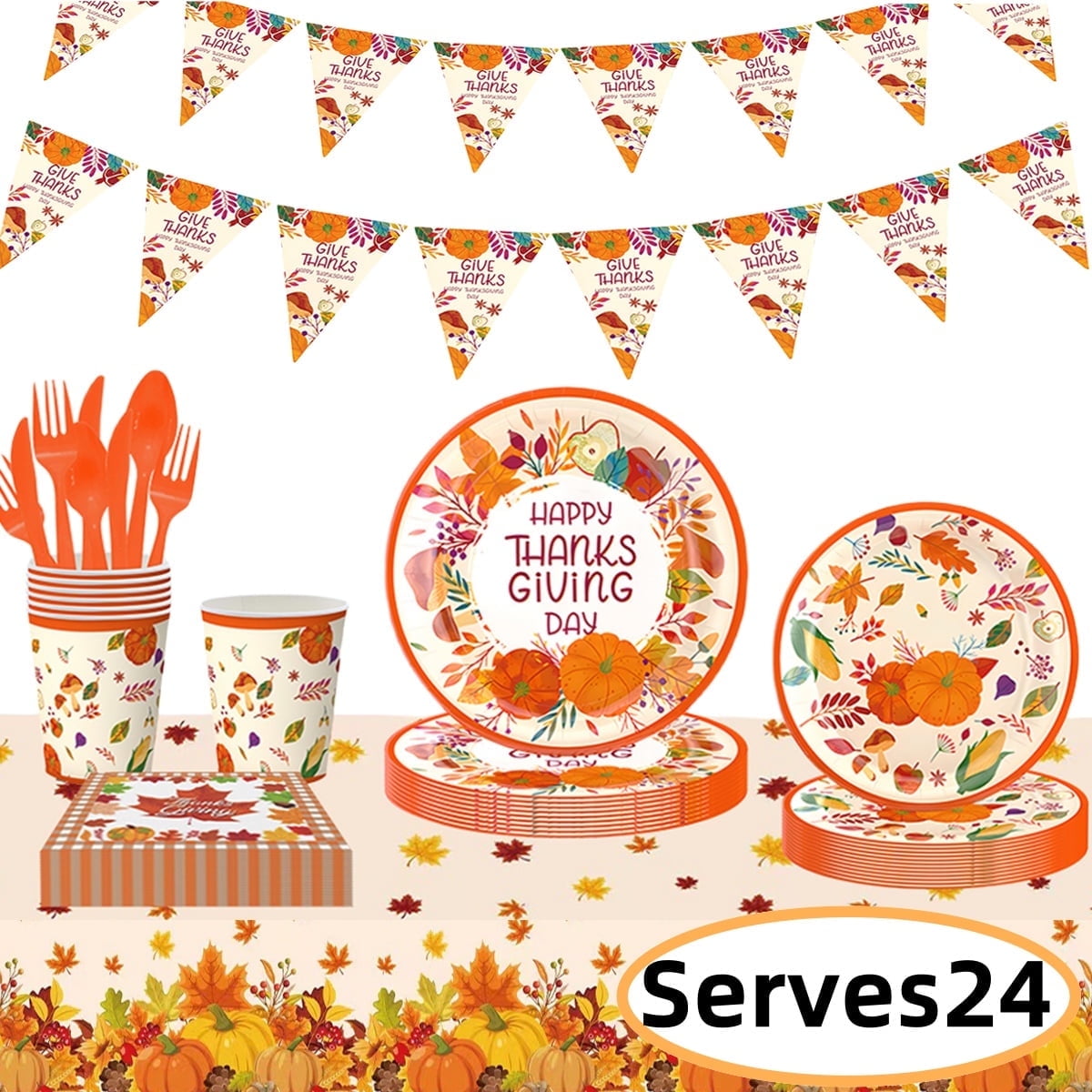 Thanksgiving Tableware Set Autumn Harvest Party Napkins Tablecloth ...