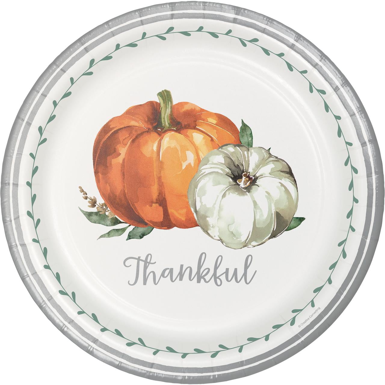 Thanksgiving Thankful Disposable Paper Plates, Multicolor, 12 in, 8 ...