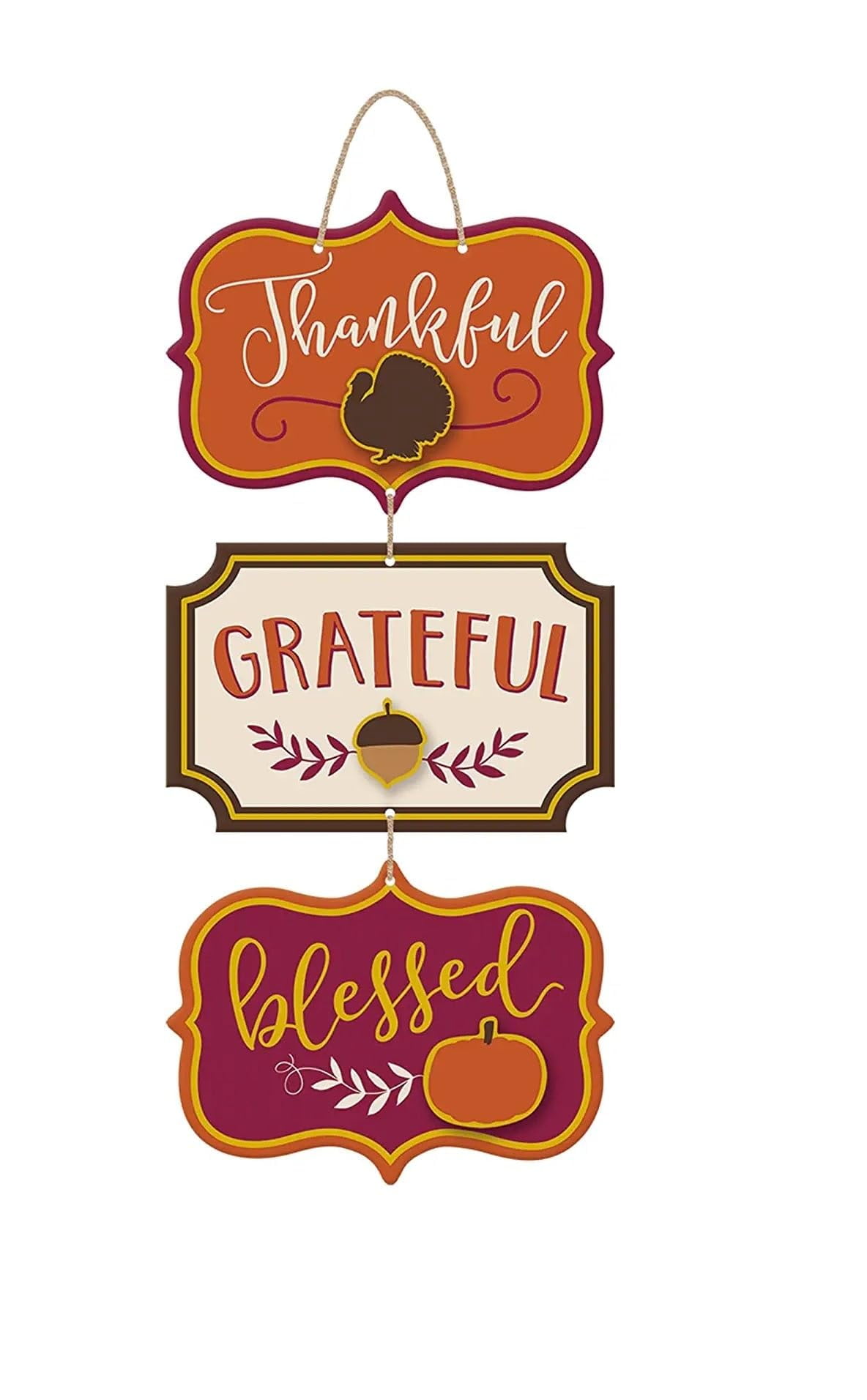 Thankful Grateful Blessed Triple Sign, 18" x 8" | 1 Pc - Walmart.com