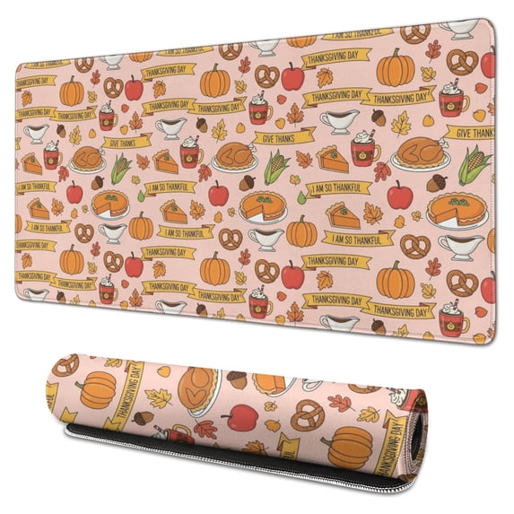 Thanksgiving Thanksgiving Day Text Food Extended Large Mouse Pad ...
