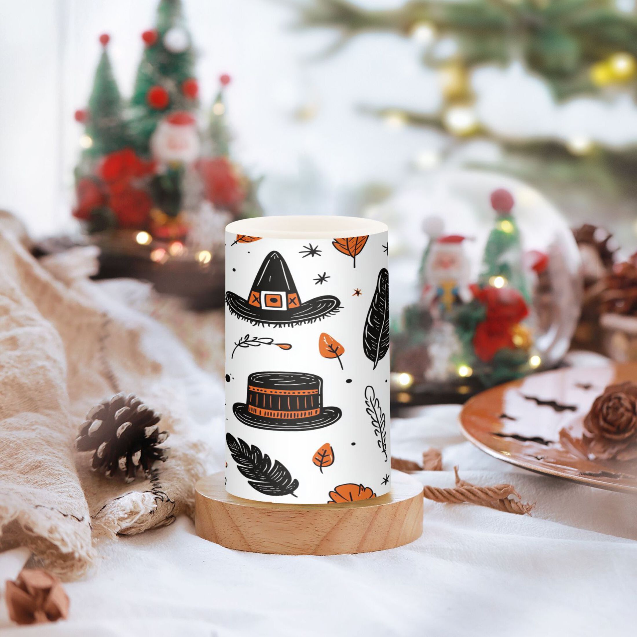 Thanksgiving Themed Elements Set of 2 Flameless LED Candles Remote and ...