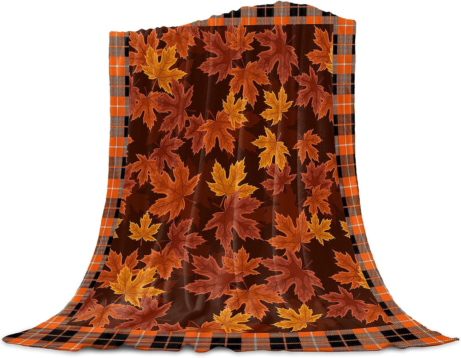 Thanksgiving Throw Blanket Orange Maple Leaves Fall Fleece Blankets ...