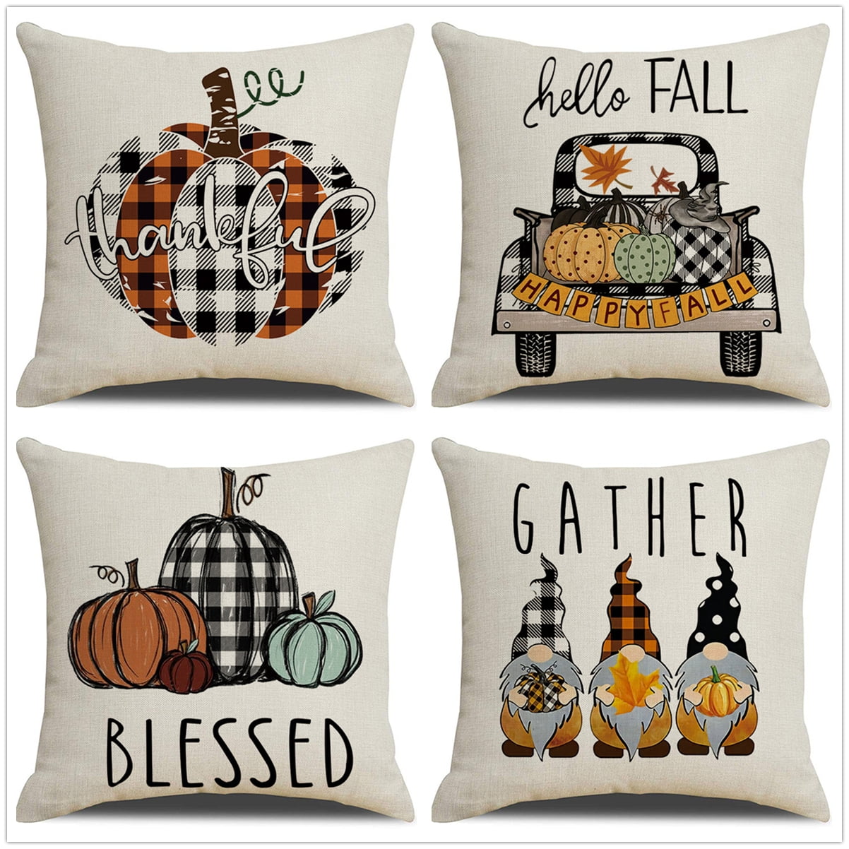 Fall Decorative Indoor Seasonal Autumn Throw Pillow Covers, Buffalo ...