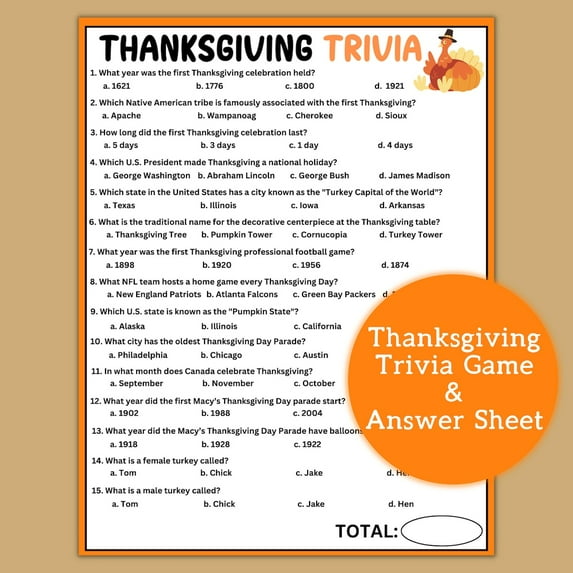 Thanksgiving Trivia Game, Friendsgiving Quiz, Thanksgiving Printable ...