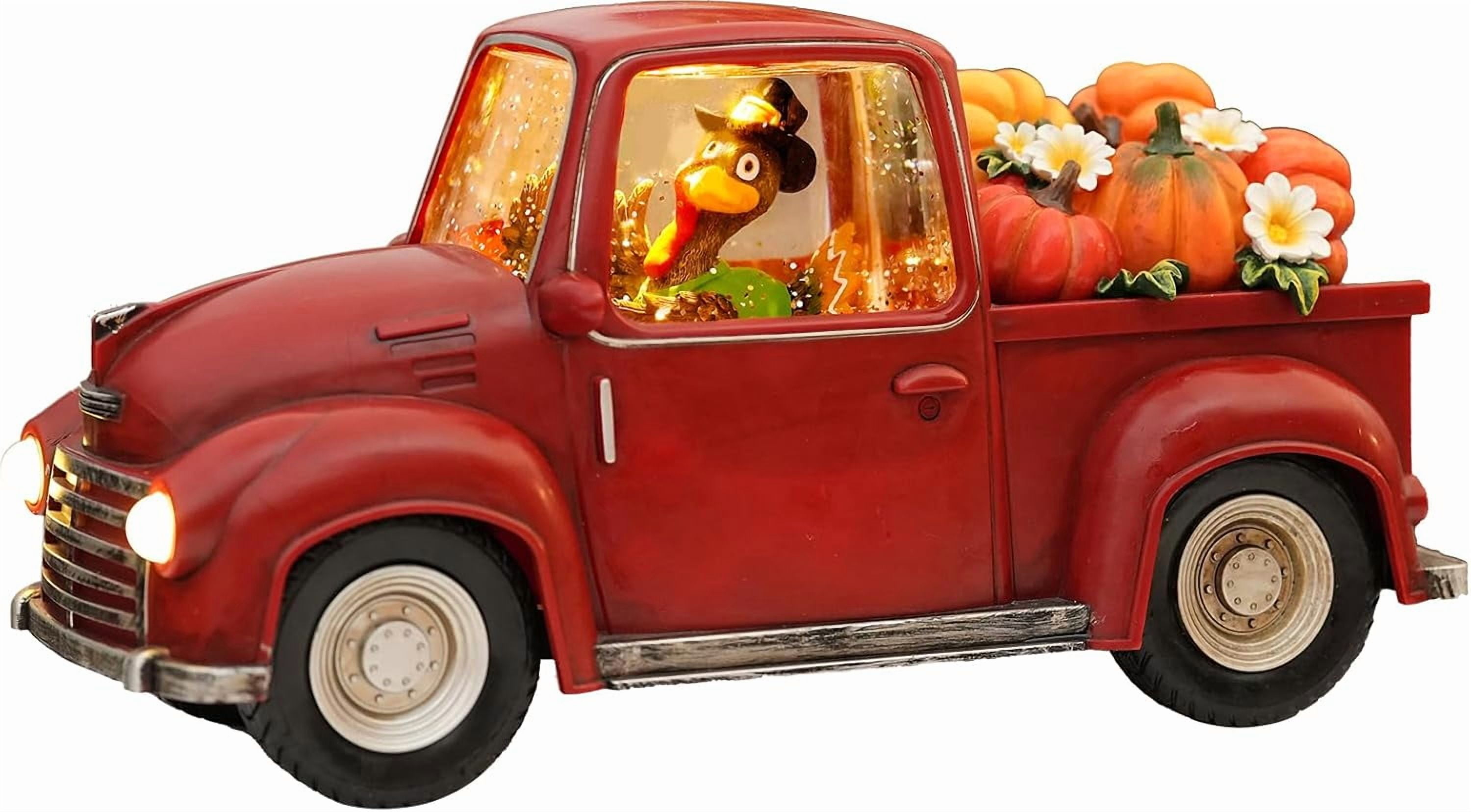Thanksgiving Truck Snow Globe, Vintage Fall Pumpkin Truck Decor, Autumn ...