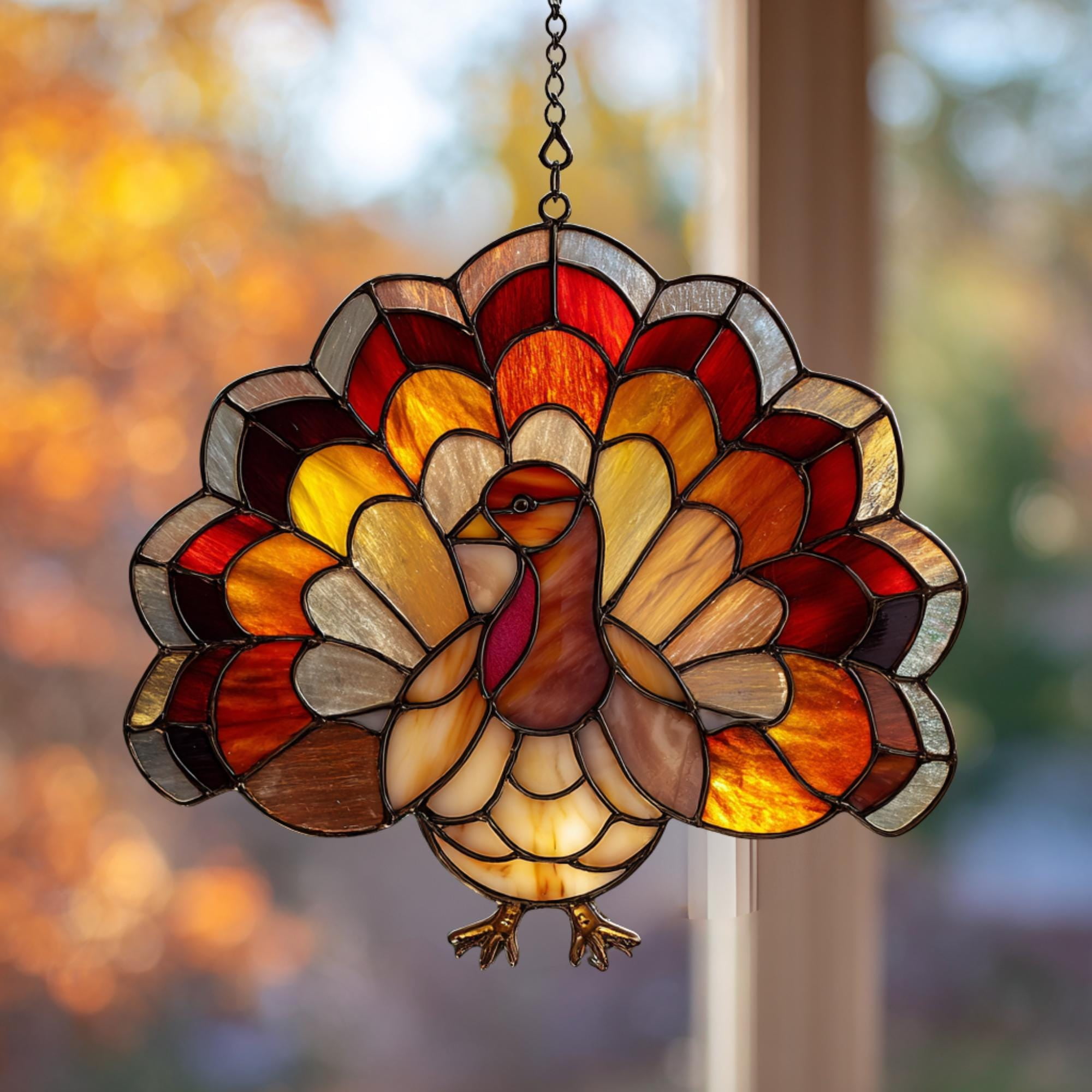 Thanksgiving Turkey Acrylic Suncatcher ? Fall Harvest Window D‚cor ...