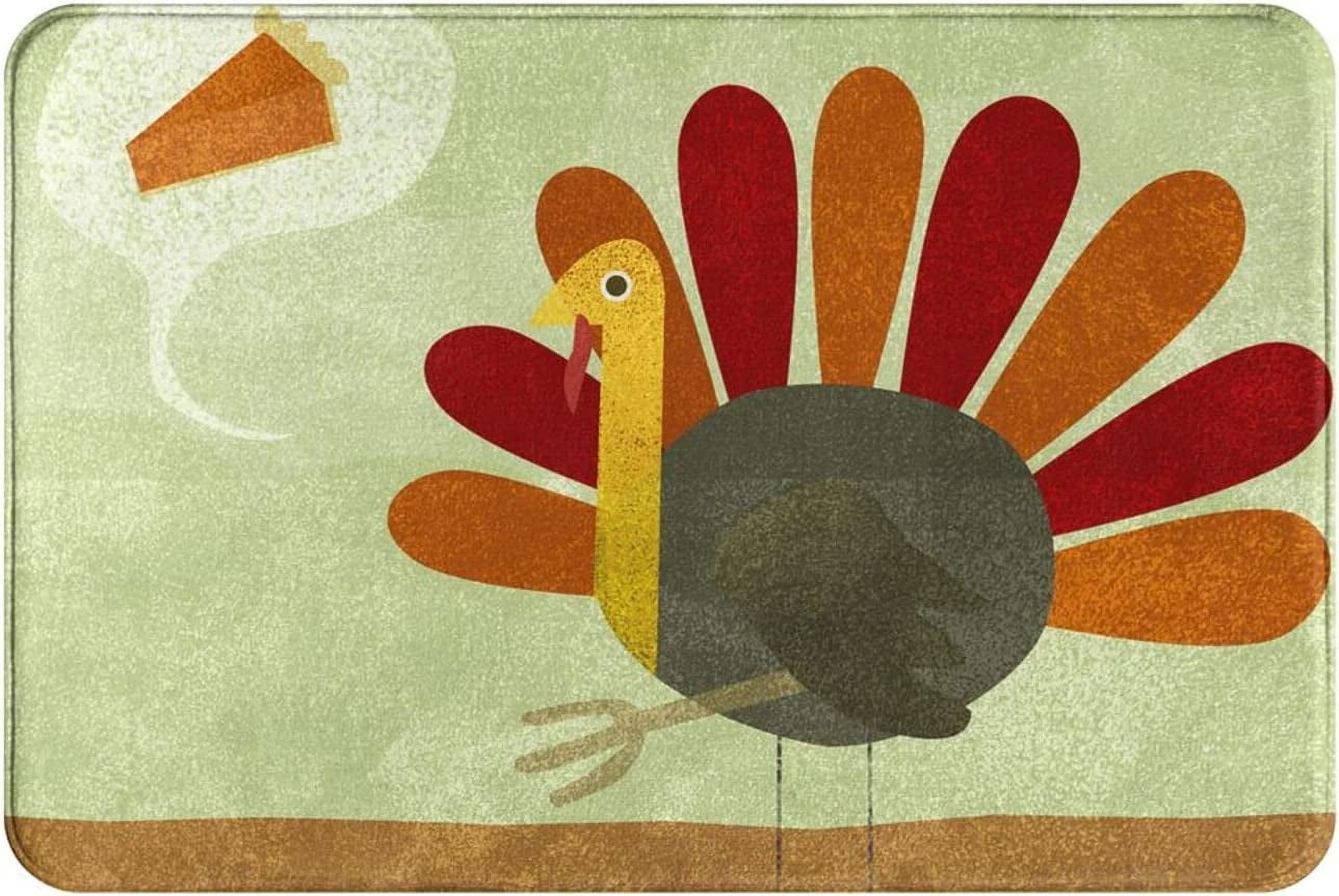 Thanksgiving Turkey Bath Mat Rug for Bathroom Floor Plush Funny Mats ...