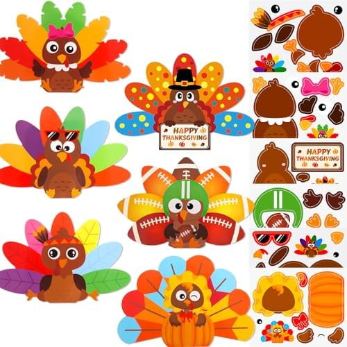 Thanksgiving Turkey Cards Turkey Shaped Craft Kits for Kids 18Pcs ...