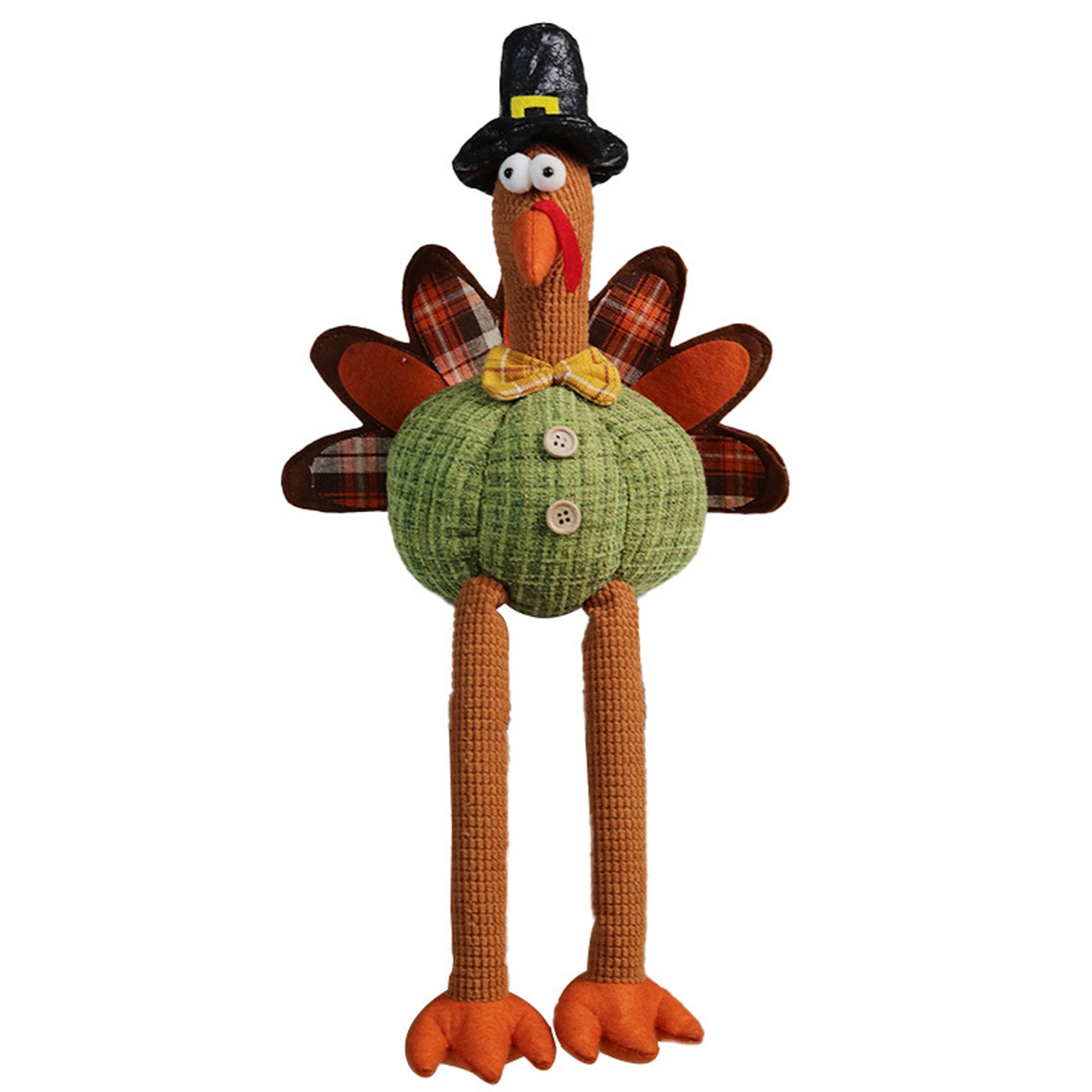 Thanksgiving Turkey Doll Decoration with Dangling Legs, Plush Stuffed ...