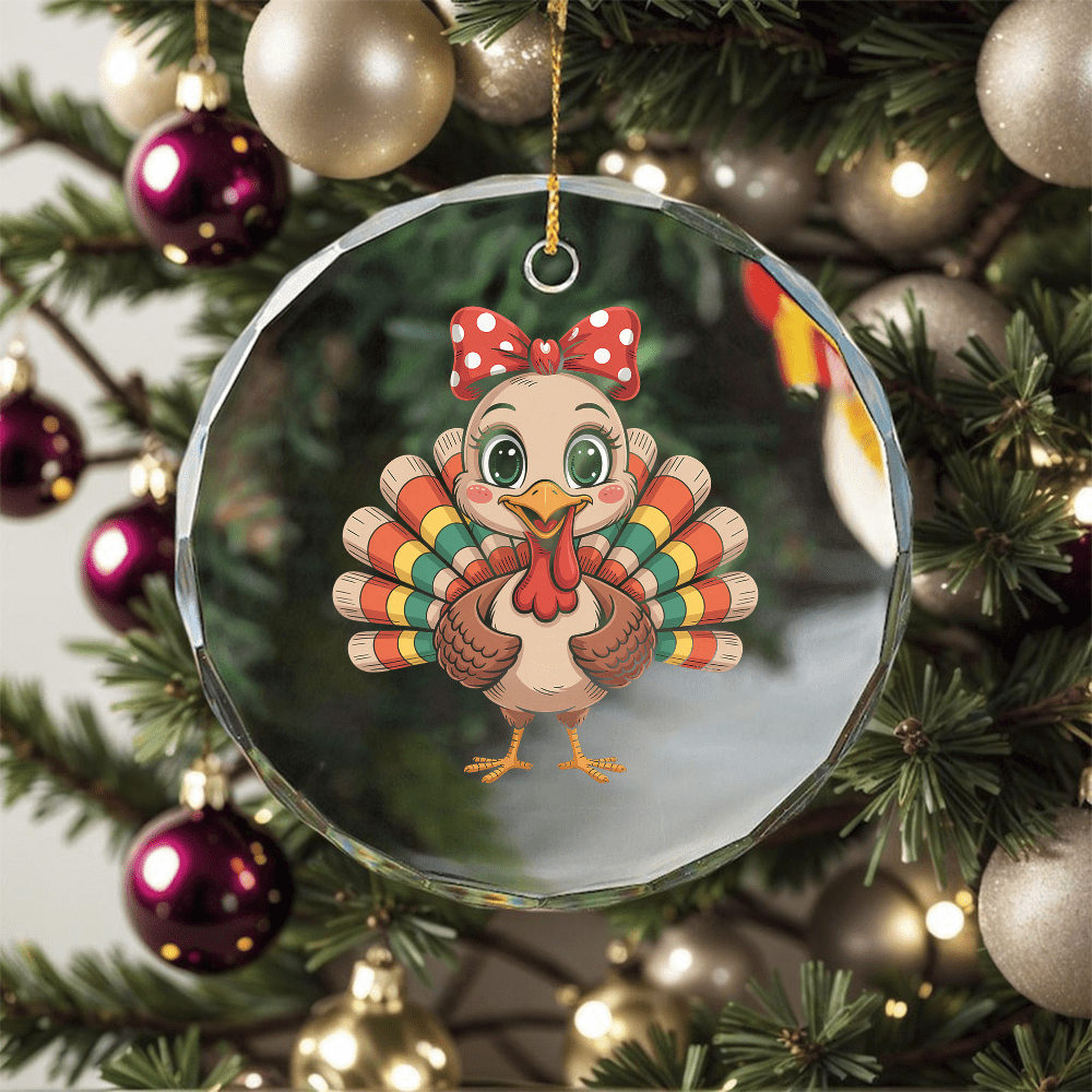 Thanksgiving Turkey Fall Animal Art Ornament, Crystal Glass Ornament ...