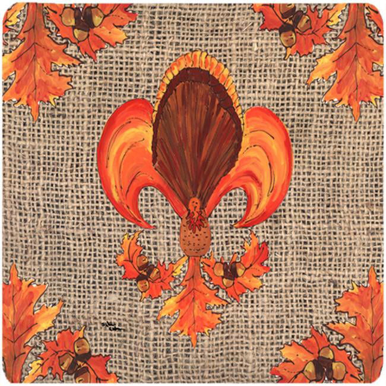 Thanksgiving Turkey Fleur De Lis Foam Coasters - Set Of 4, 3.5 x 3.5 In ...