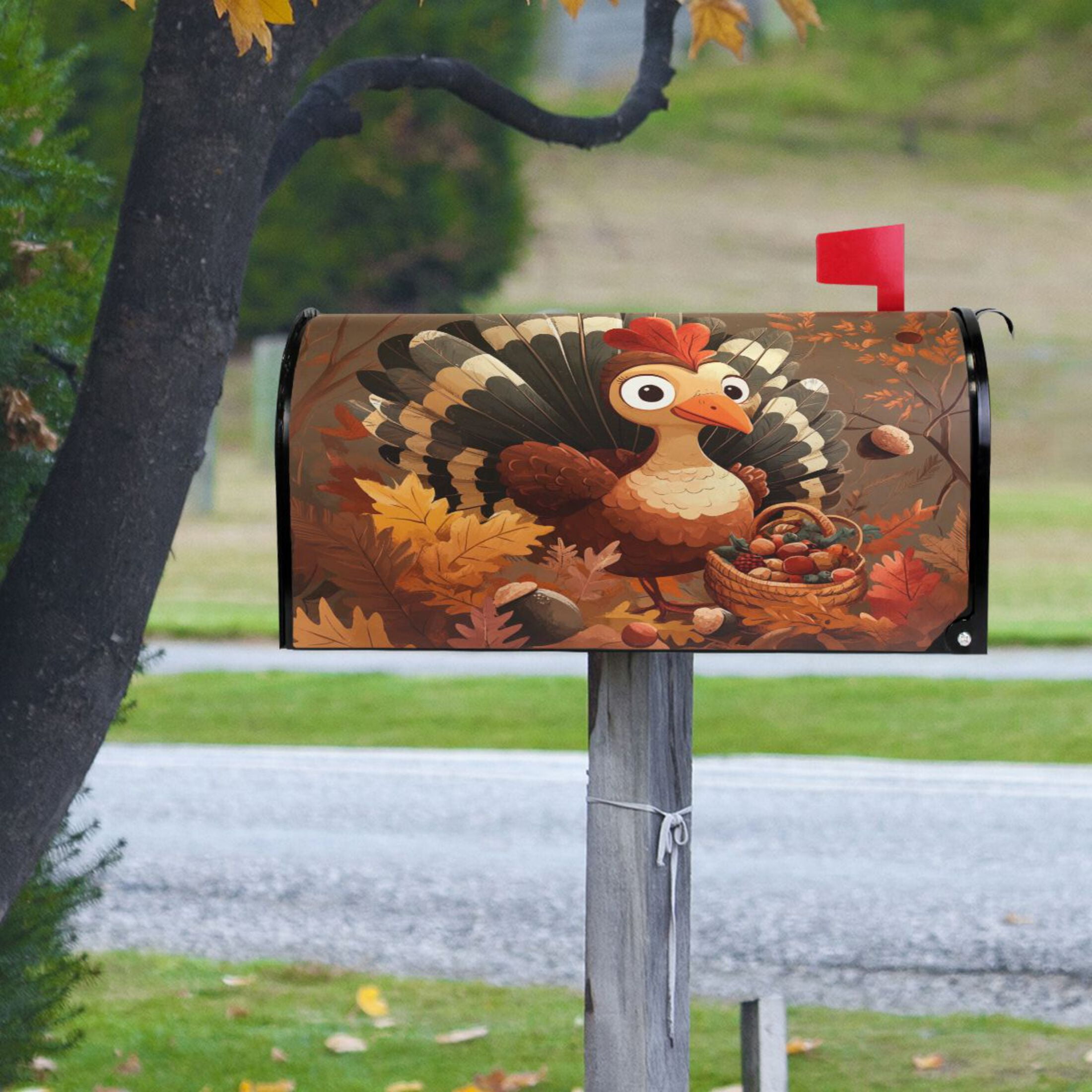 Thanksgiving Turkey Magnetic PVC Mailbox Cover, 20.7" x 18" Standard ...