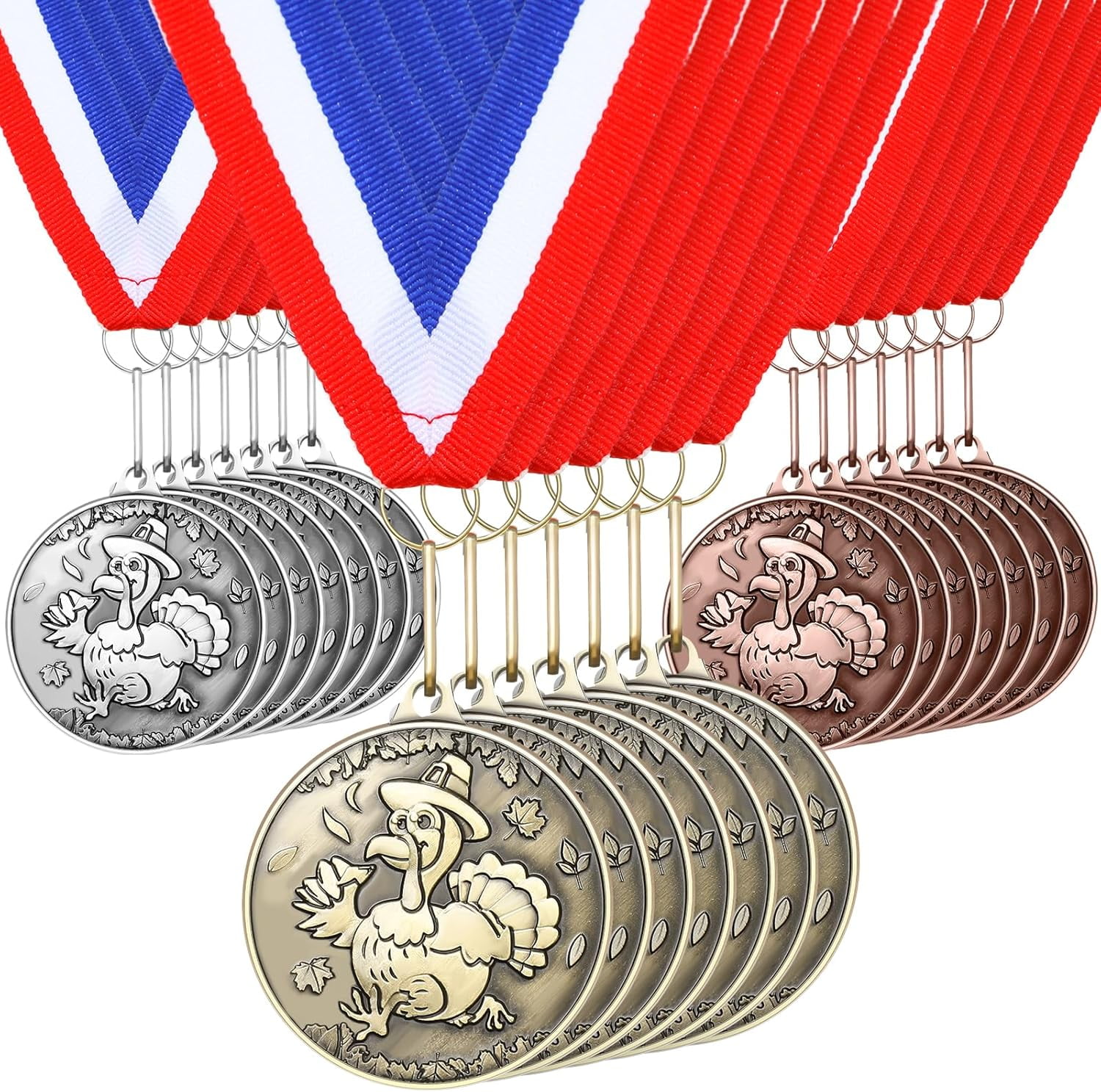 Thanksgiving Turkey Medals Bulk 2'' Metal Turkey Trot 5k Trophy with ...