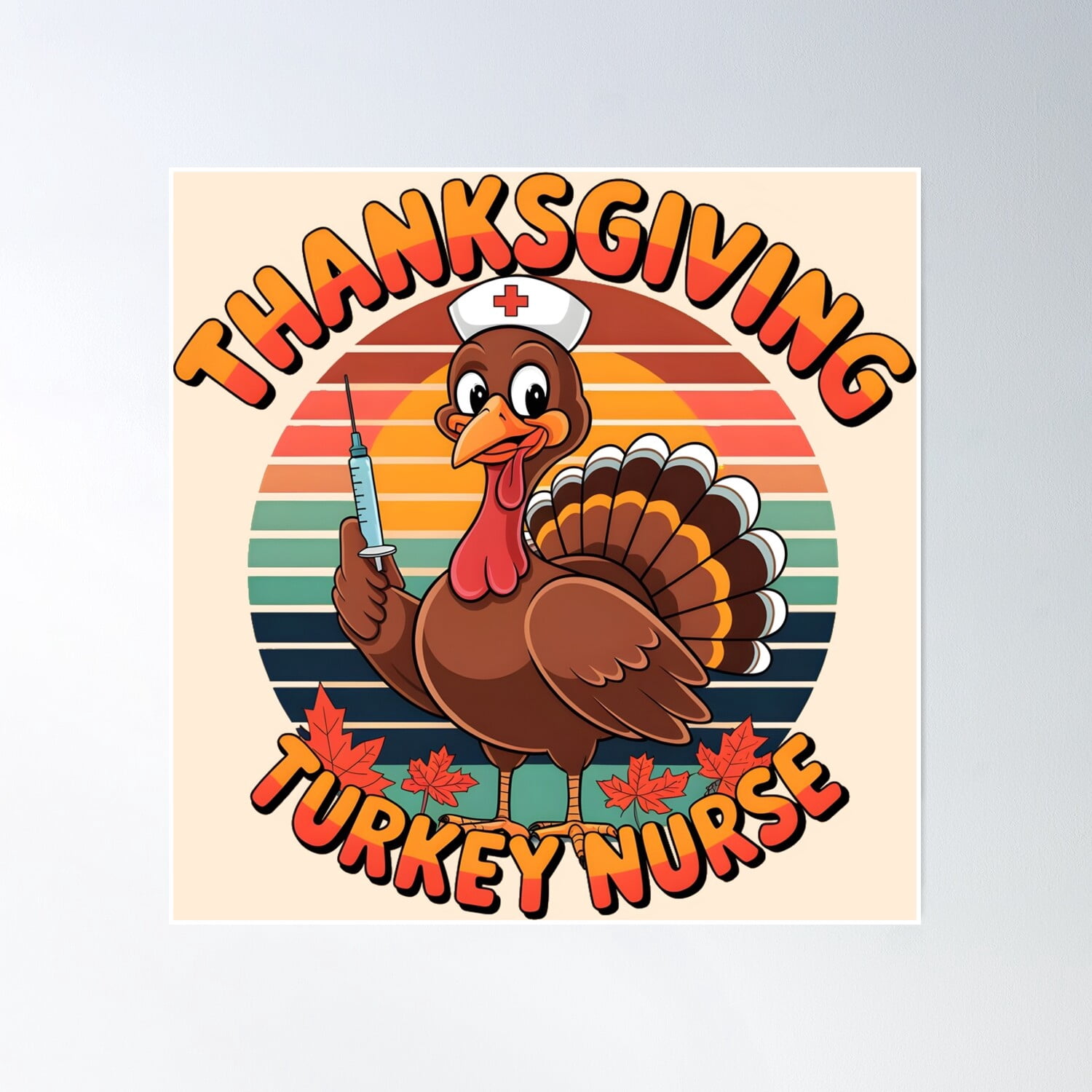 Thanksgiving Turkey Nurse Poster Wall Art, Modern Wall Decor, 16x16 ...
