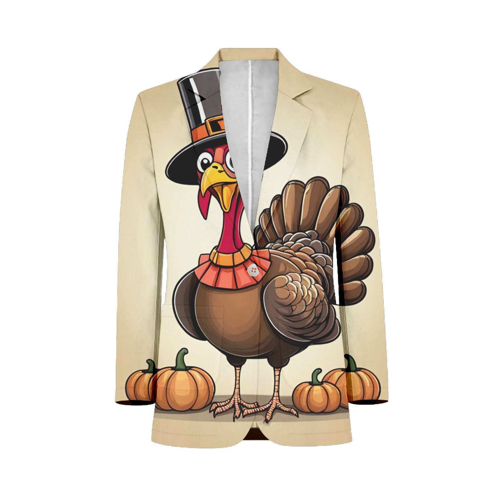 Thanksgiving Turkey Pilgrim Mens Suits Shawl Collar Slim Fit Suit Mens ...