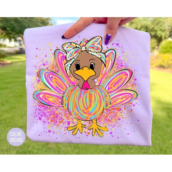 Thanksgiving Turkey Shirt Girls Watercolor Turkey Tee - Walmart.com