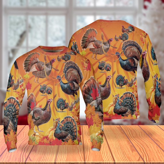 Thanksgiving Turkey Sweatshirt, Autumn Leaves and Wild Turkey Sweater ...