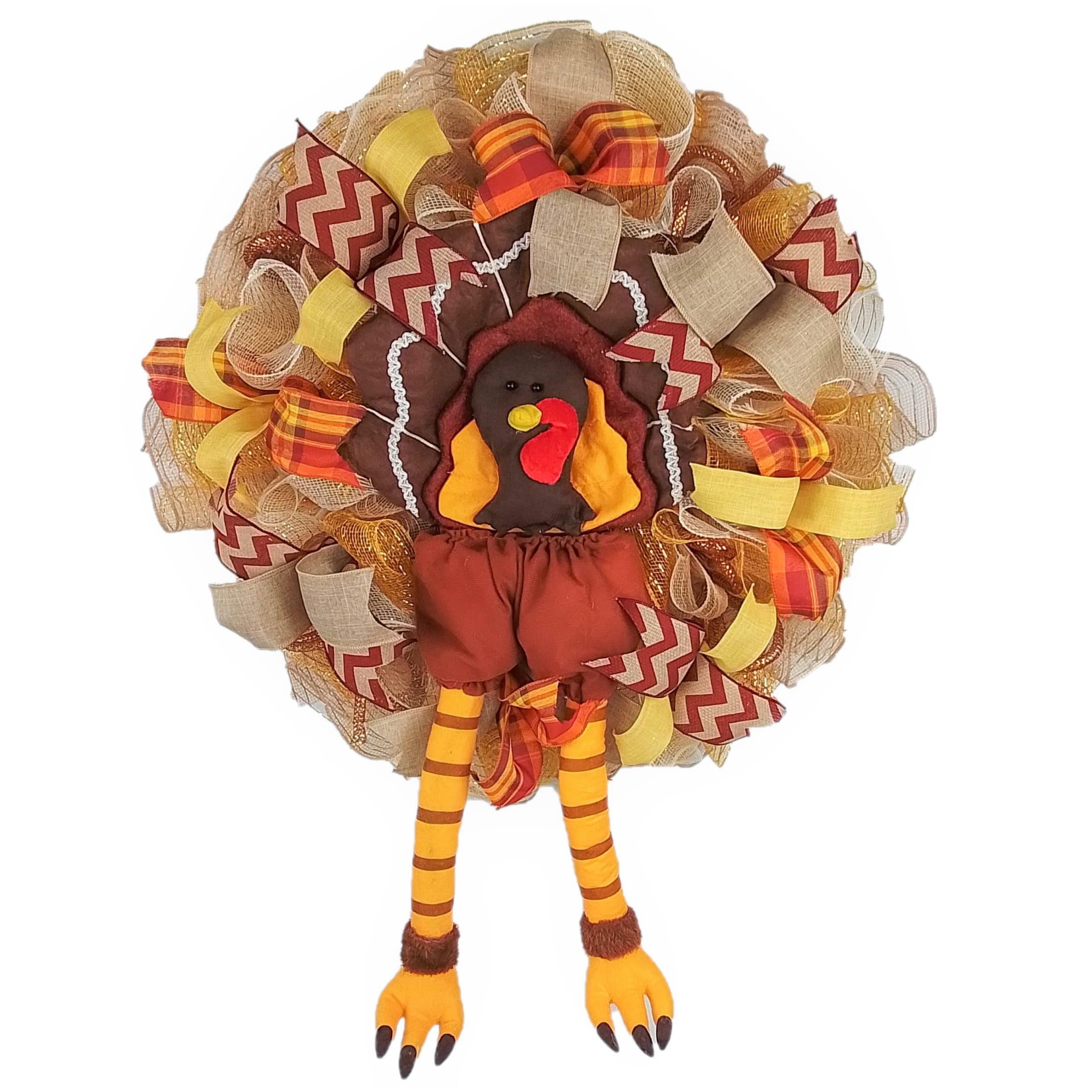 Thanksgiving Turkey Wreath | Fall Deco Mesh Wreath | Turkey Legs ...