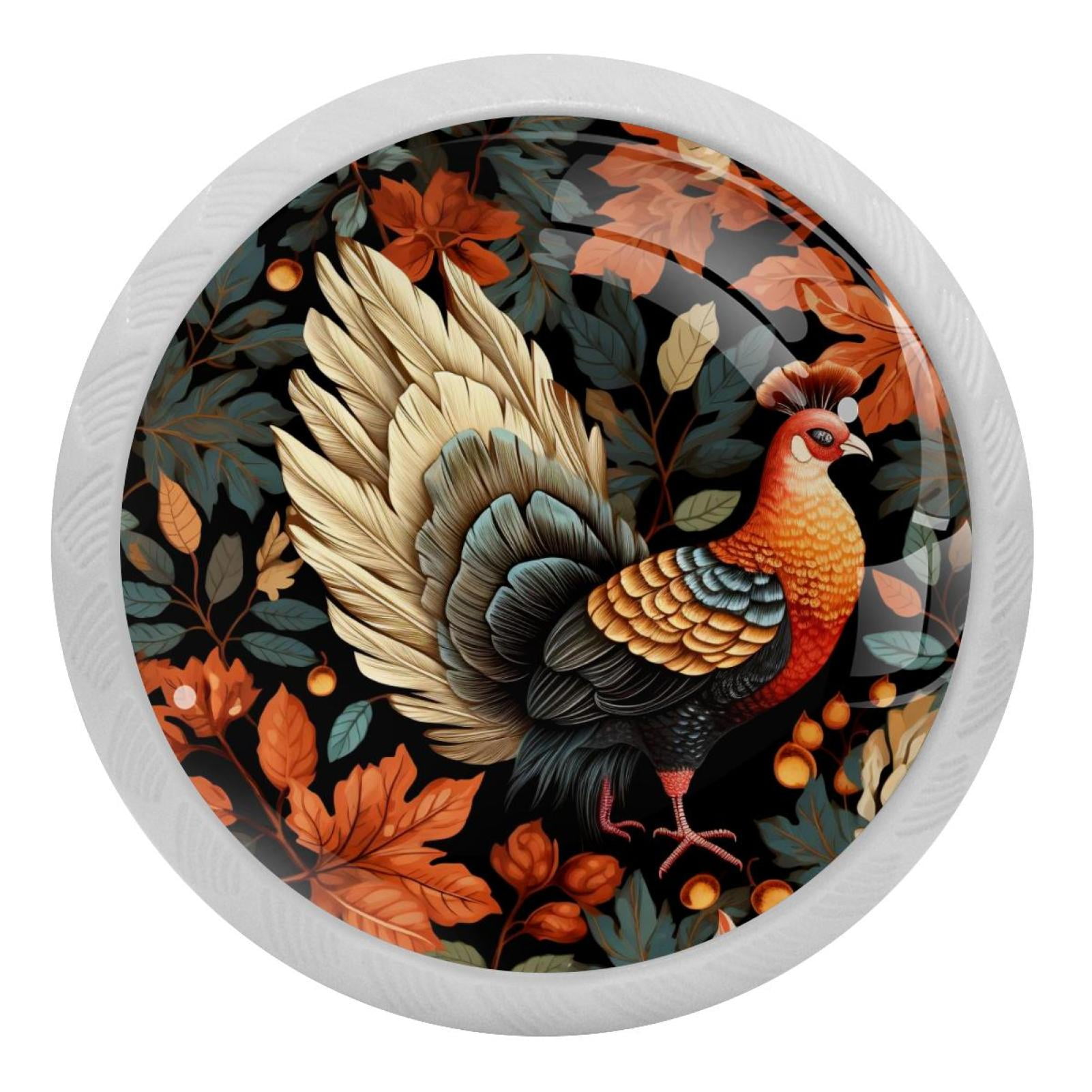 Thanksgiving Turkey leaves Pattern 4PCS Cabinet Knobs Pulls Fluorescent ...