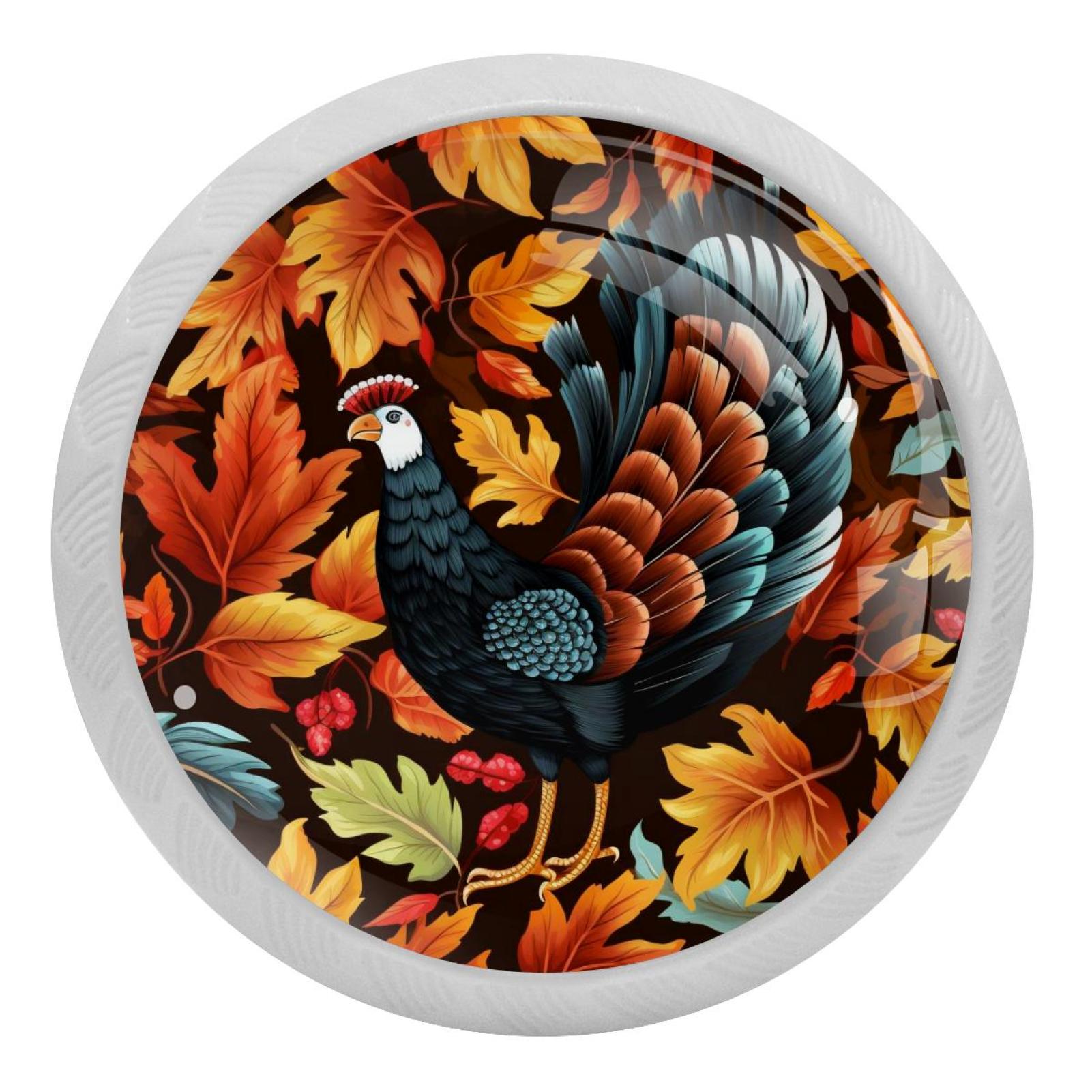 Thanksgiving Turkey leaves Pattern 4PCS Cabinet Knobs Pulls Fluorescent ...