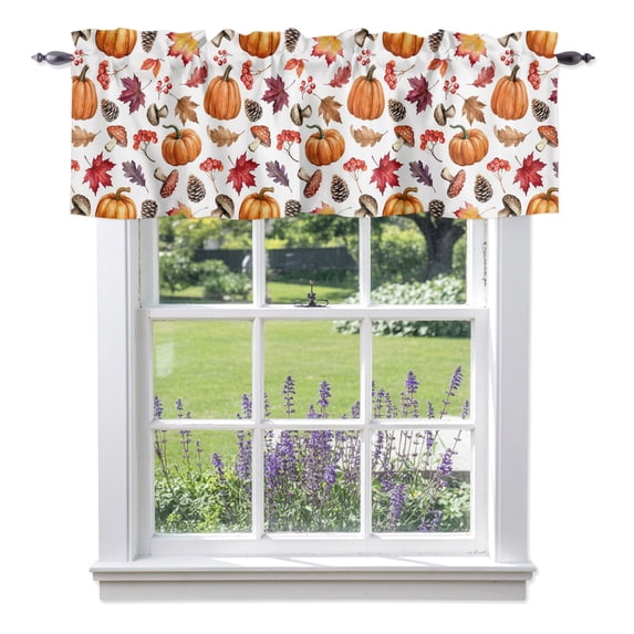 Thanksgiving Valances for Windows, Fall Harvest Farm Pumpkin Maple Leaf ...