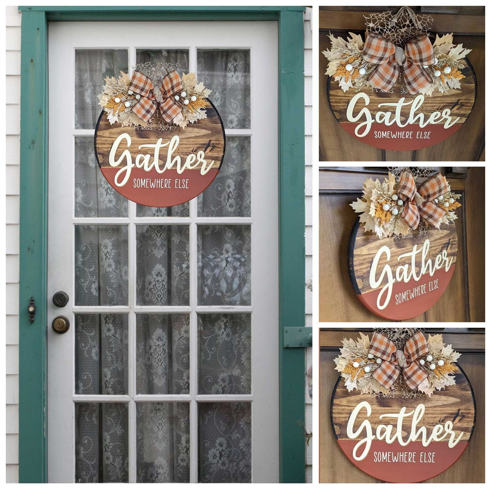 Thanksgiving Welcome Fall Circle Door Hanger Gather Somewhere Else ...