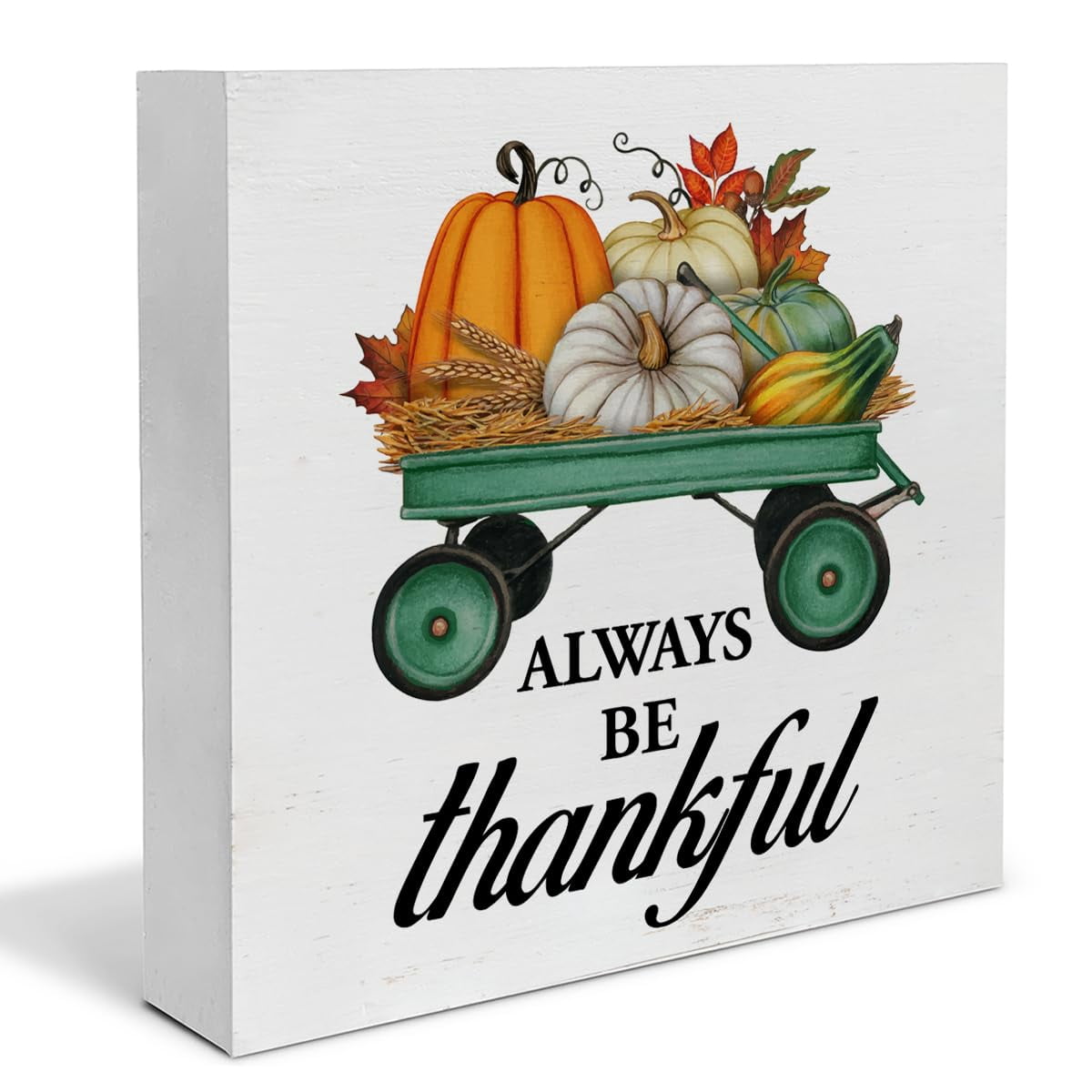 Thanksgiving Wood Box Sign EC36 Art Desk Decor Thanksgiving Wood Block ...