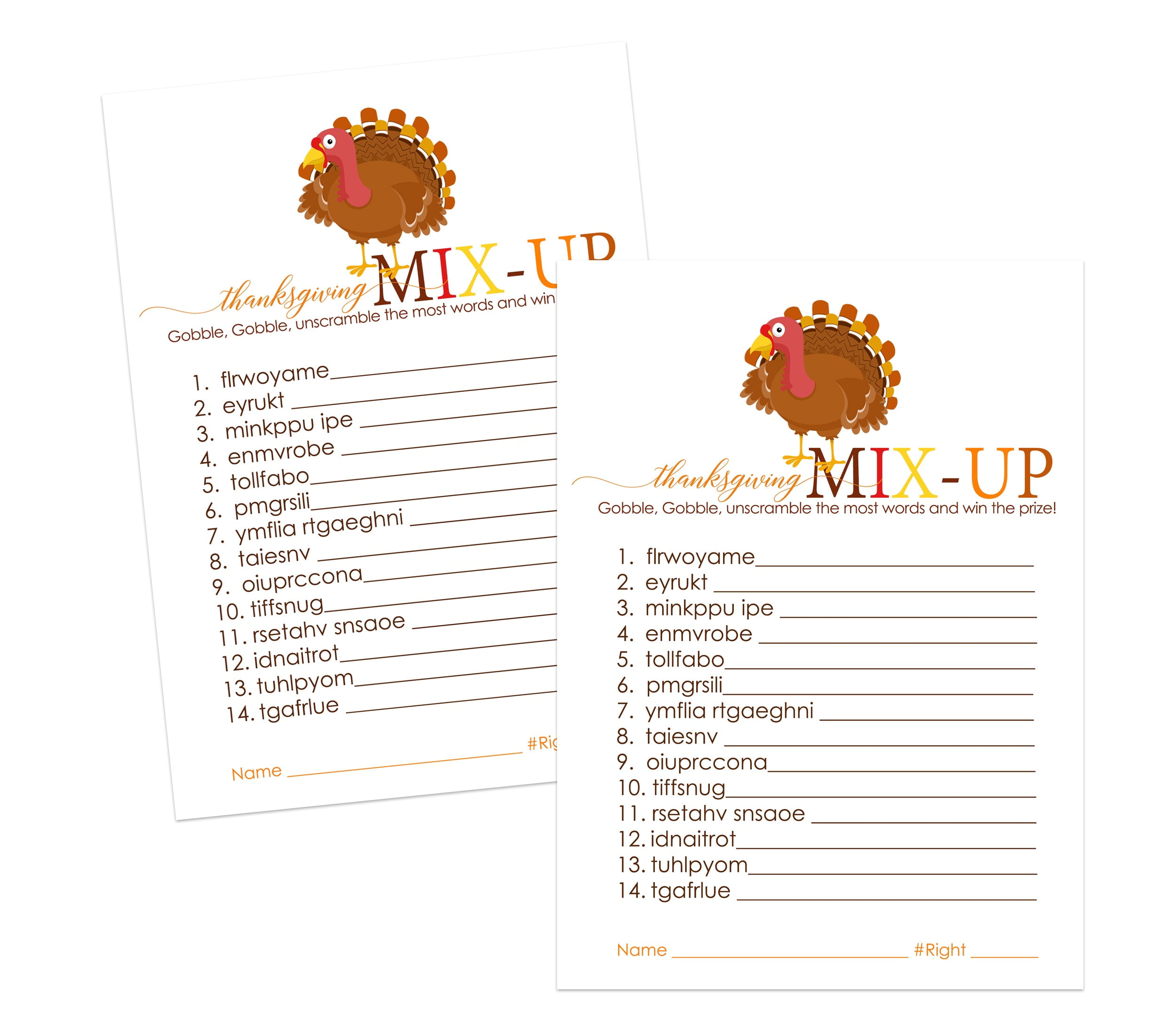 Paper Clever Party Thanksgiving Word Scramble Game Cards, 25 Pack, Fall ...