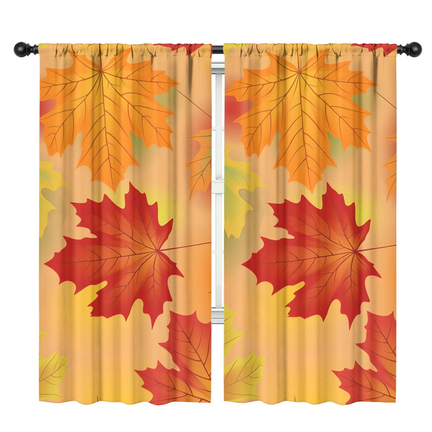Thanksgiving and Fall Decor Turkey Design Tier Curtains 2 Pack Semi ...
