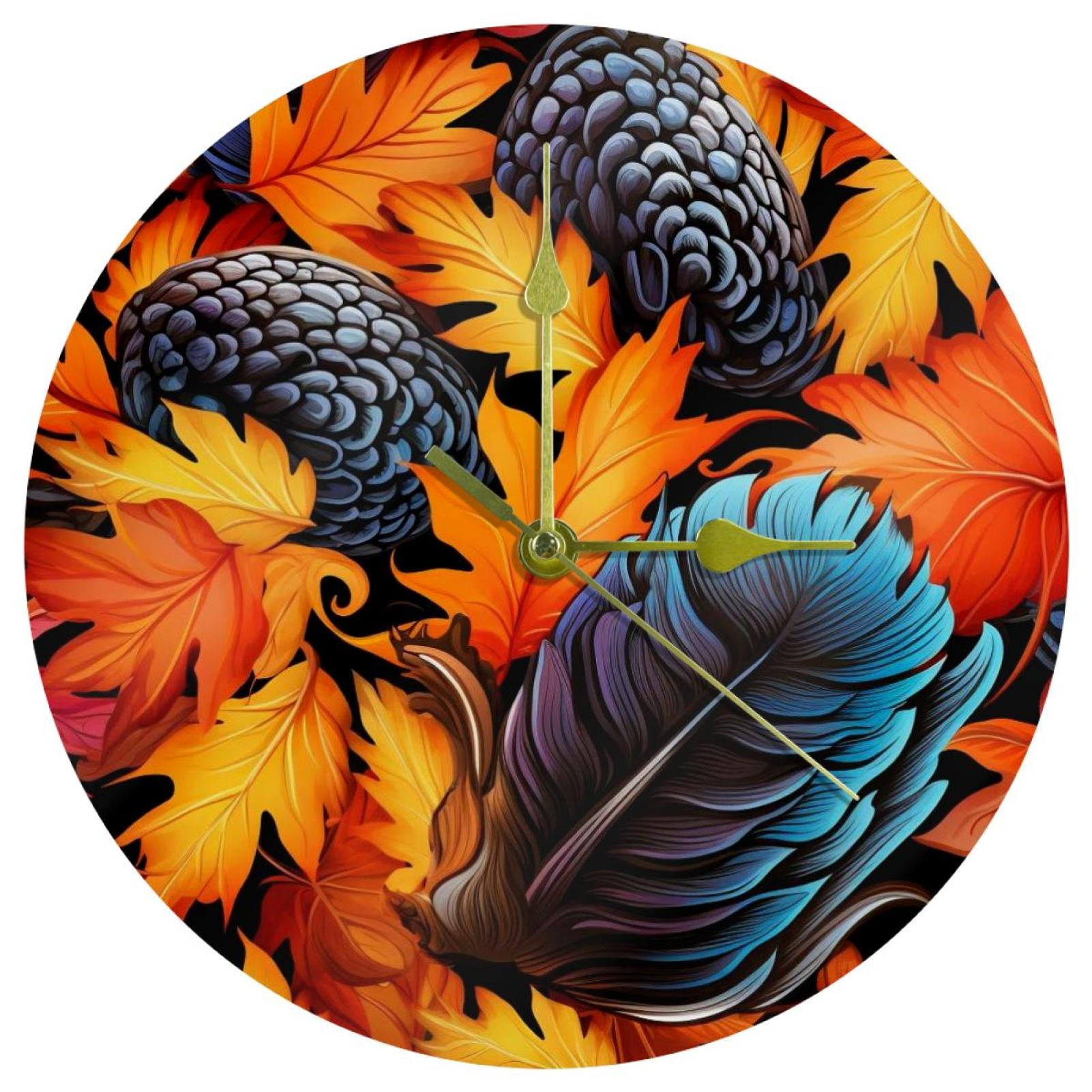 Thanksgiving leaves Circular Acrylic Wall Clock - Elegant and Stylish ...