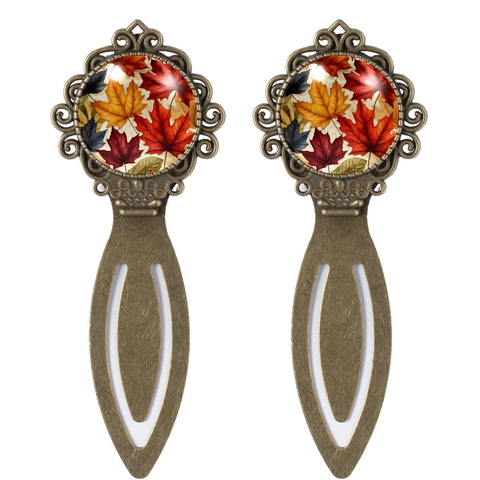 Thanksgiving leaves Elegant Vintage Copper-Colored Lace Bookmarks - Set of 2 Stainless Steel ...