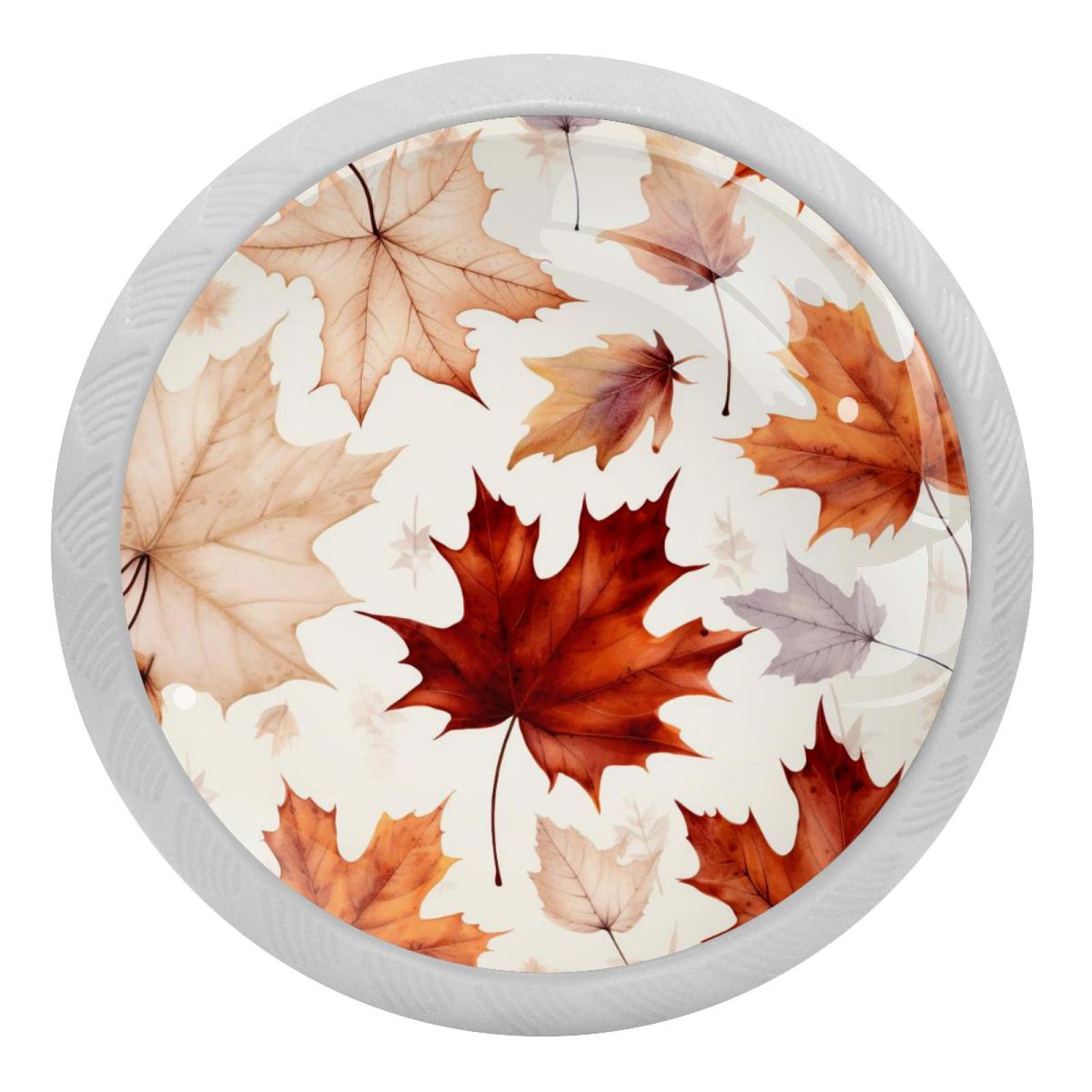 Thanksgiving leaves Pattern 4PCS Cabinet Knobs Pulls Fluorescent Drawer ...