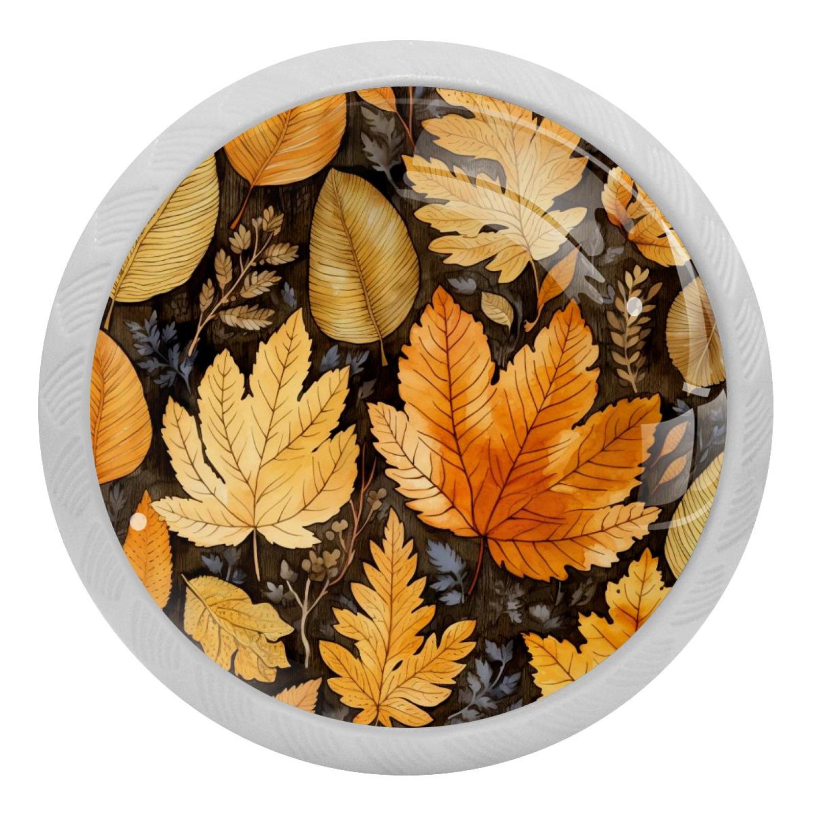 Thanksgiving leaves Pattern 4PCS Cabinet Knobs Pulls Fluorescent Drawer ...