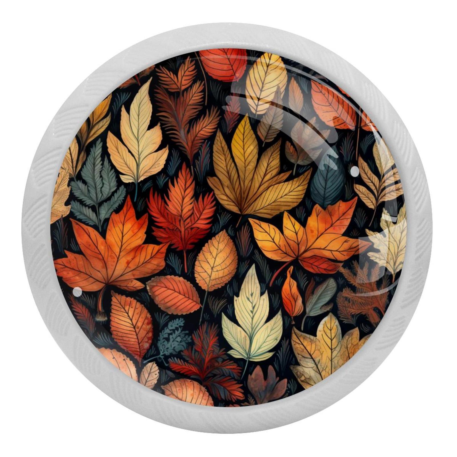 Thanksgiving leaves Pattern 4PCS Cabinet Knobs Pulls Fluorescent Drawer ...