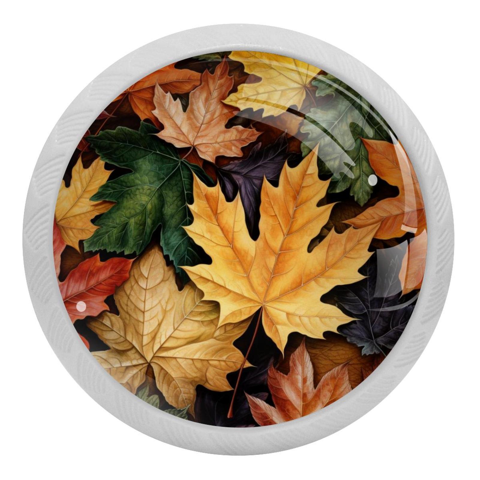 Thanksgiving leaves Pattern 4PCS Cabinet Knobs Pulls Fluorescent Drawer ...