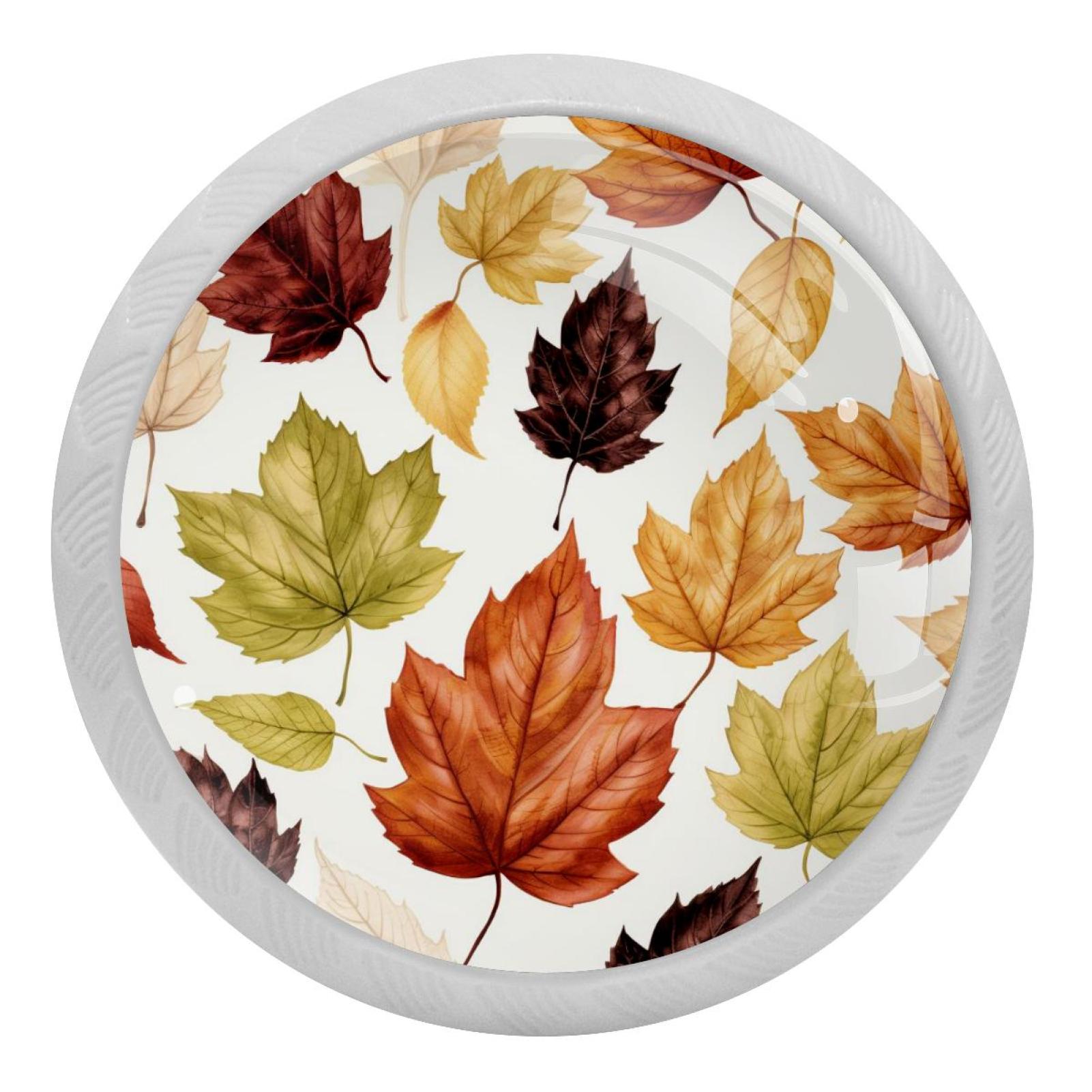 Thanksgiving leaves Pattern 4PCS Cabinet Knobs Pulls Fluorescent Drawer ...