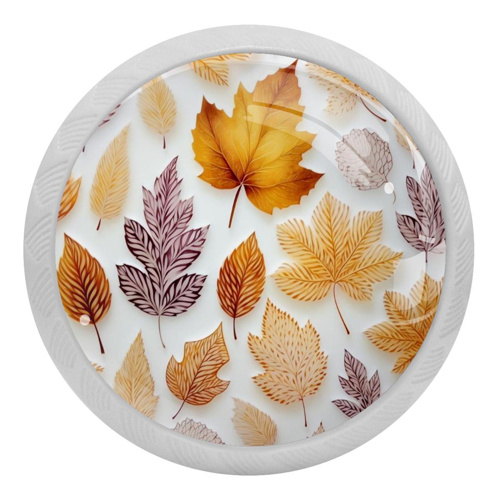 Thanksgiving leaves Pattern 4PCS Cabinet Knobs Pulls Fluorescent Drawer ...