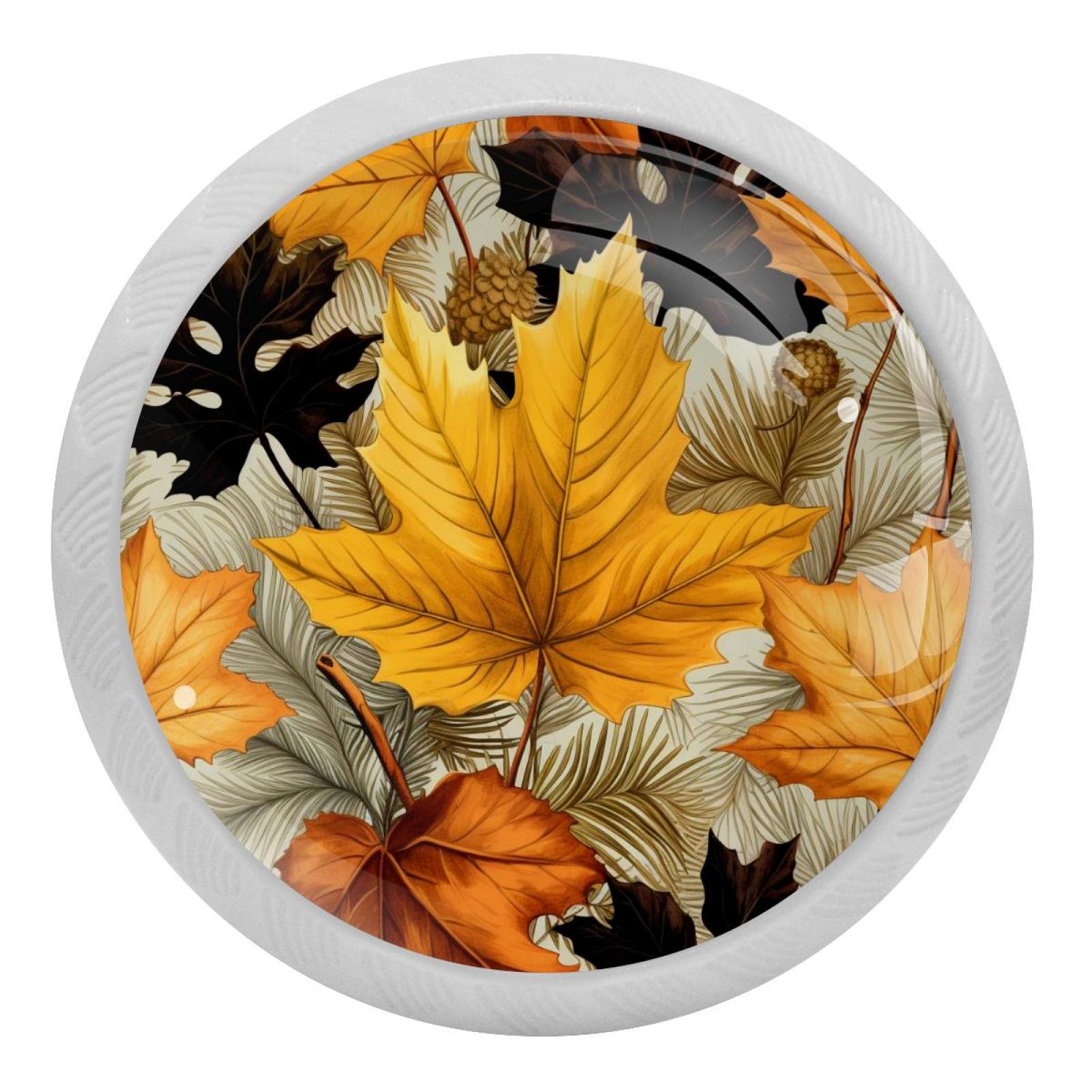 Thanksgiving leaves Pattern 4PCS Cabinet Knobs Pulls Fluorescent Drawer ...