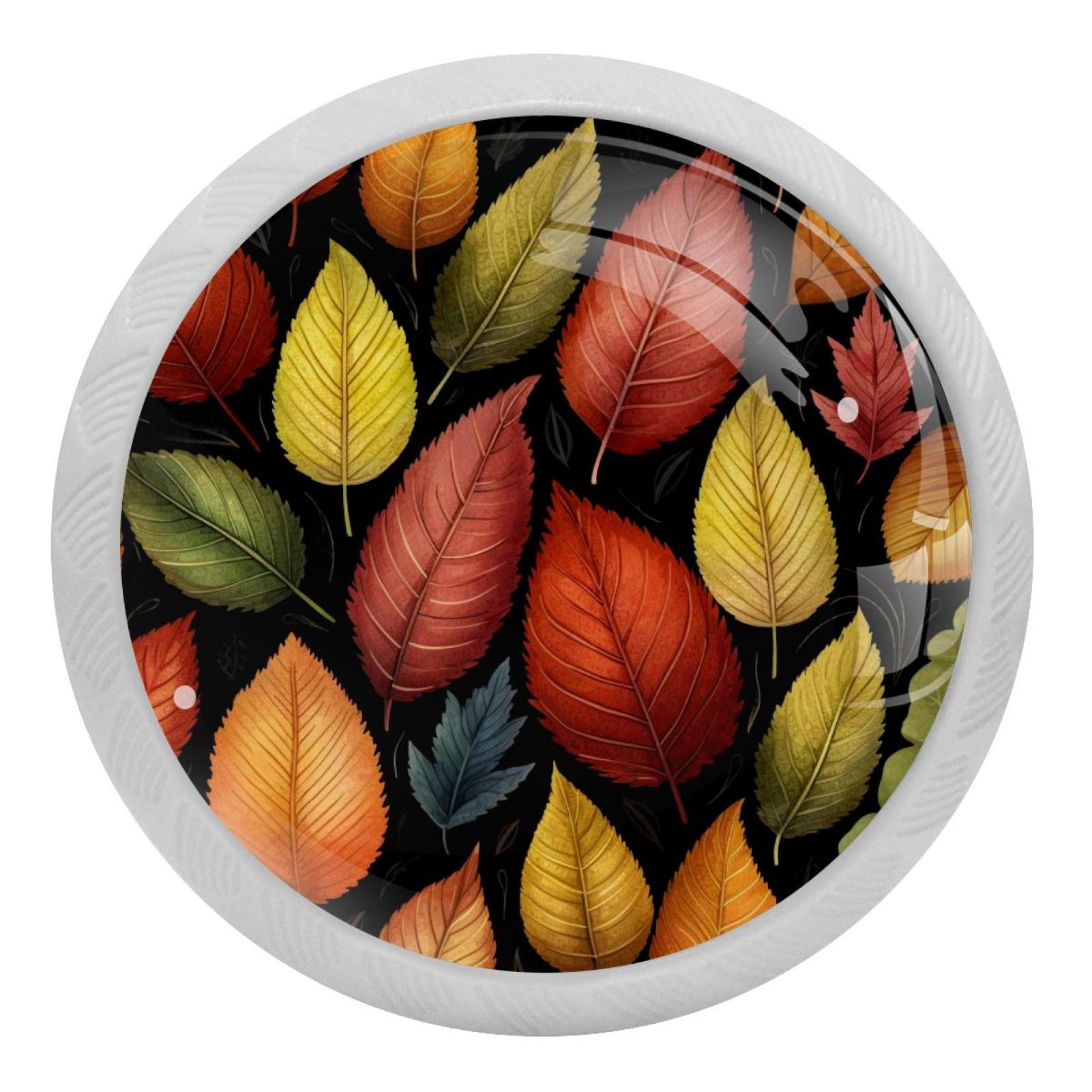 Thanksgiving leaves Pattern 4PCS Cabinet Knobs Pulls Fluorescent Drawer ...
