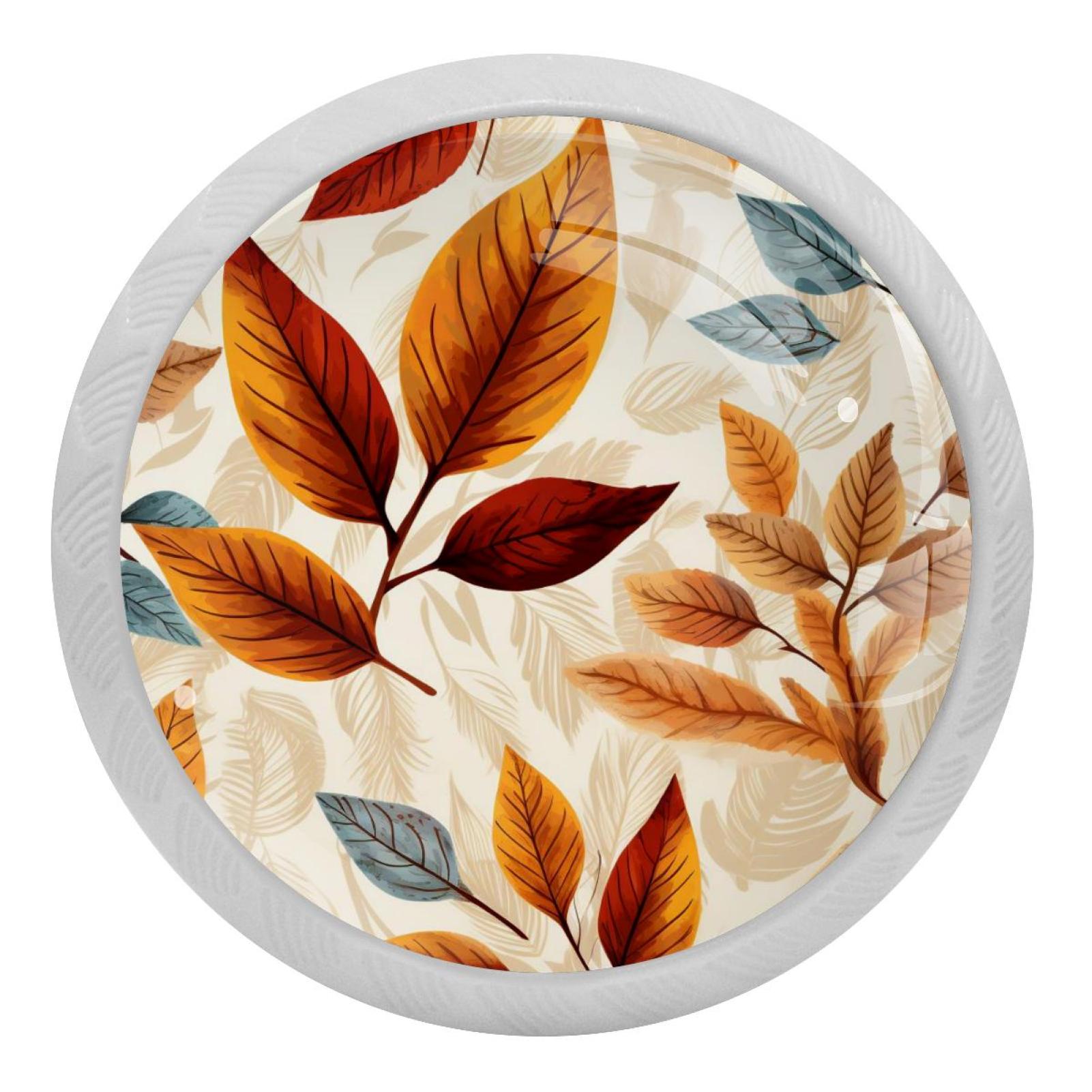 Thanksgiving leaves Pattern 4PCS Cabinet Knobs Pulls Fluorescent Drawer ...