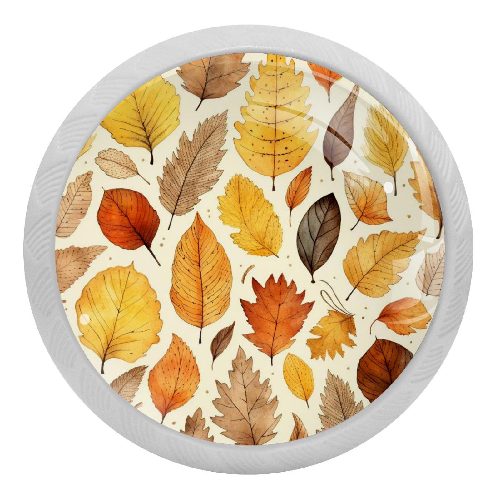 Thanksgiving leaves Pattern 4PCS Cabinet Knobs Pulls Fluorescent Drawer ...