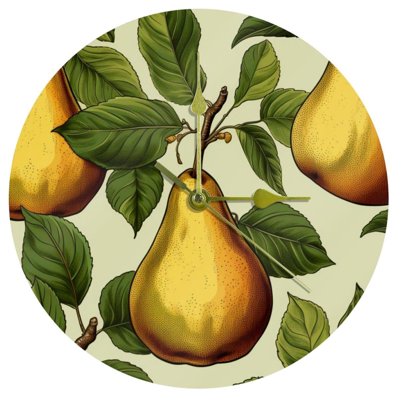 Thanksgiving pears 9.8 Inch Round Acrylic Wall Clock - Silent Non ...