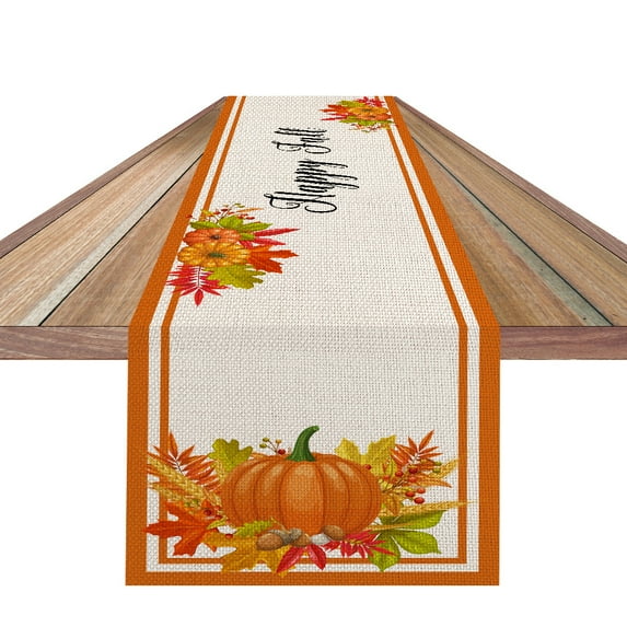 Thanksgiving plaid pumpkin Maple Leaf Table Flag Sunflower Turkey Table ...
