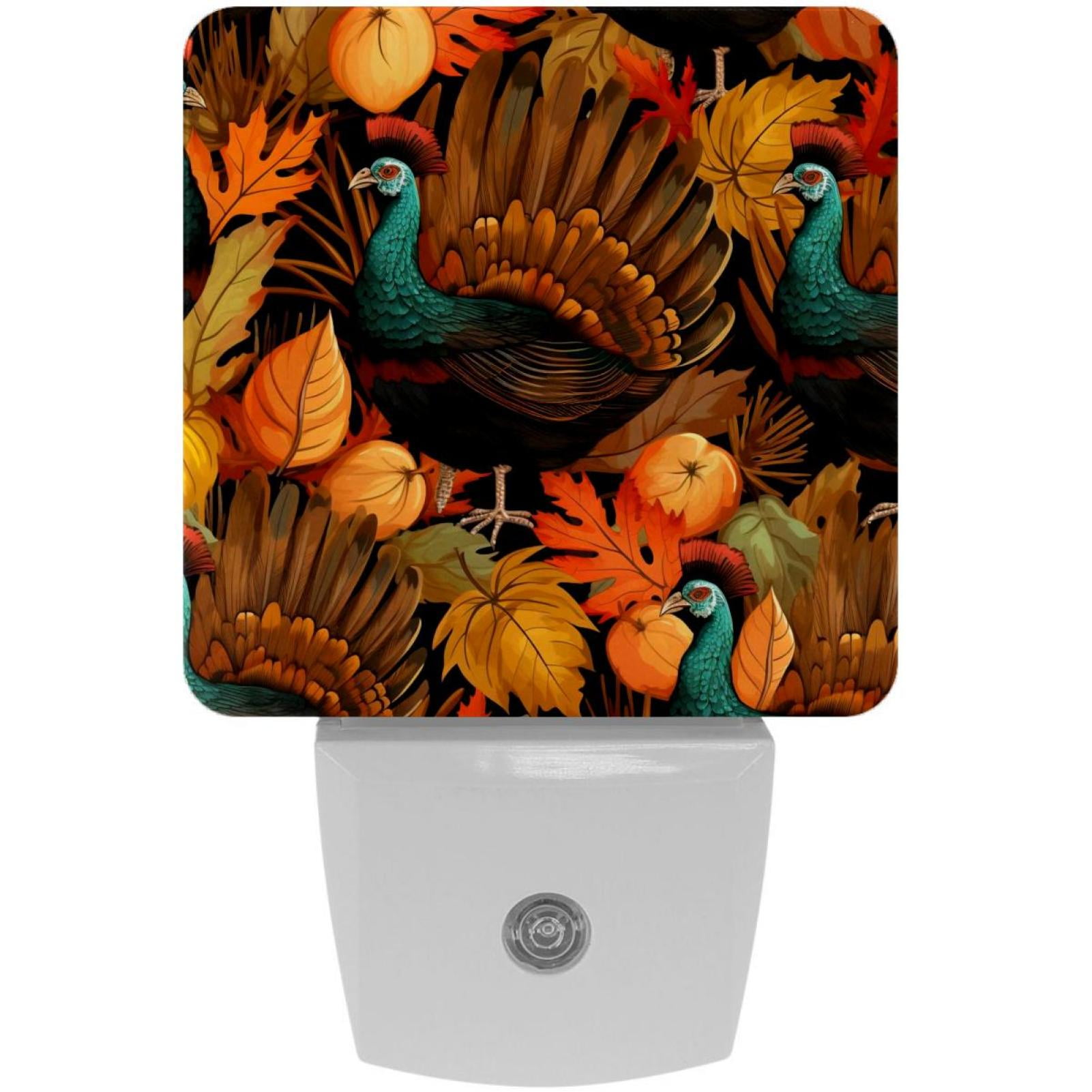 Thanksgiving turkey leaves LED Square Night Lights: Compact and Energy ...