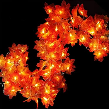 AUPERTO 5M LED Maple Leaf String Lights with 50 LED, Battery Operated ...