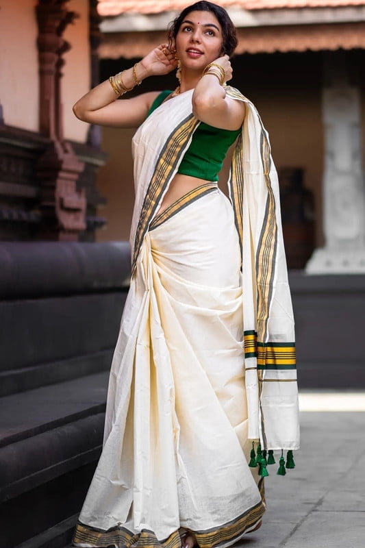Tharangini Kerala Kasavu Saree - Walmart.com