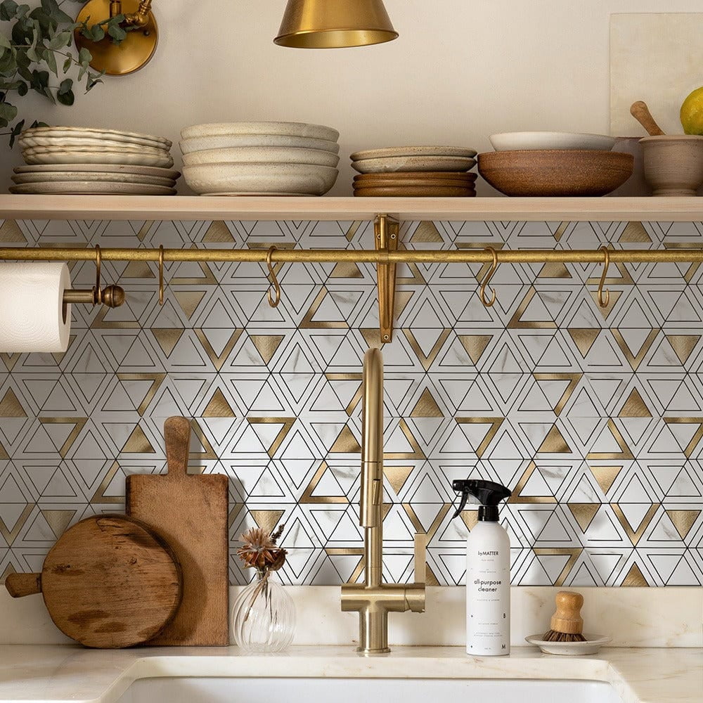 Thassos Triangle Peel and Stick Aluminum Tiles DIY Tiles and Deco ...